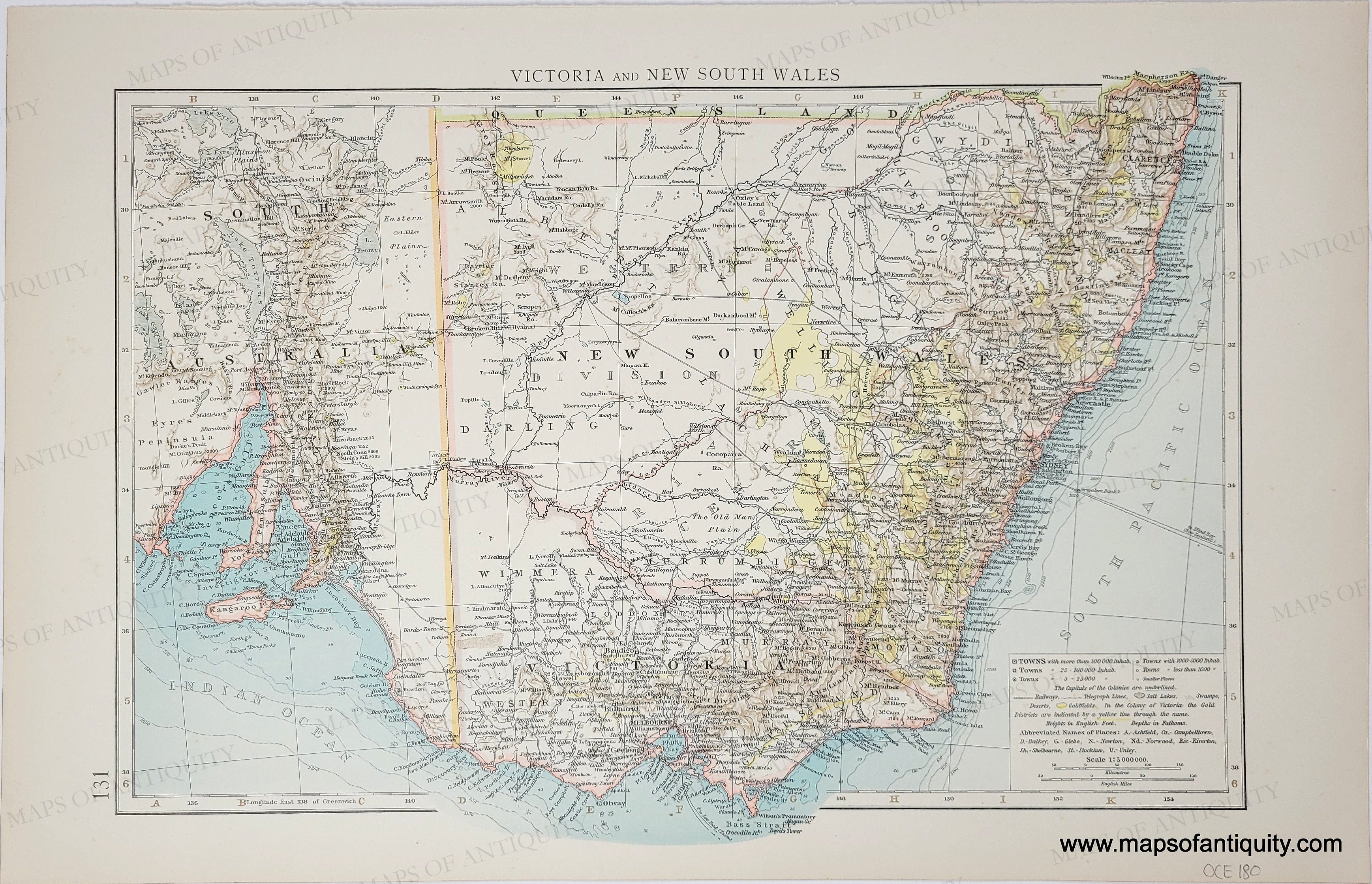 1900 - Victoria and New South Wales - Genuine Antique Map – Maps of ...