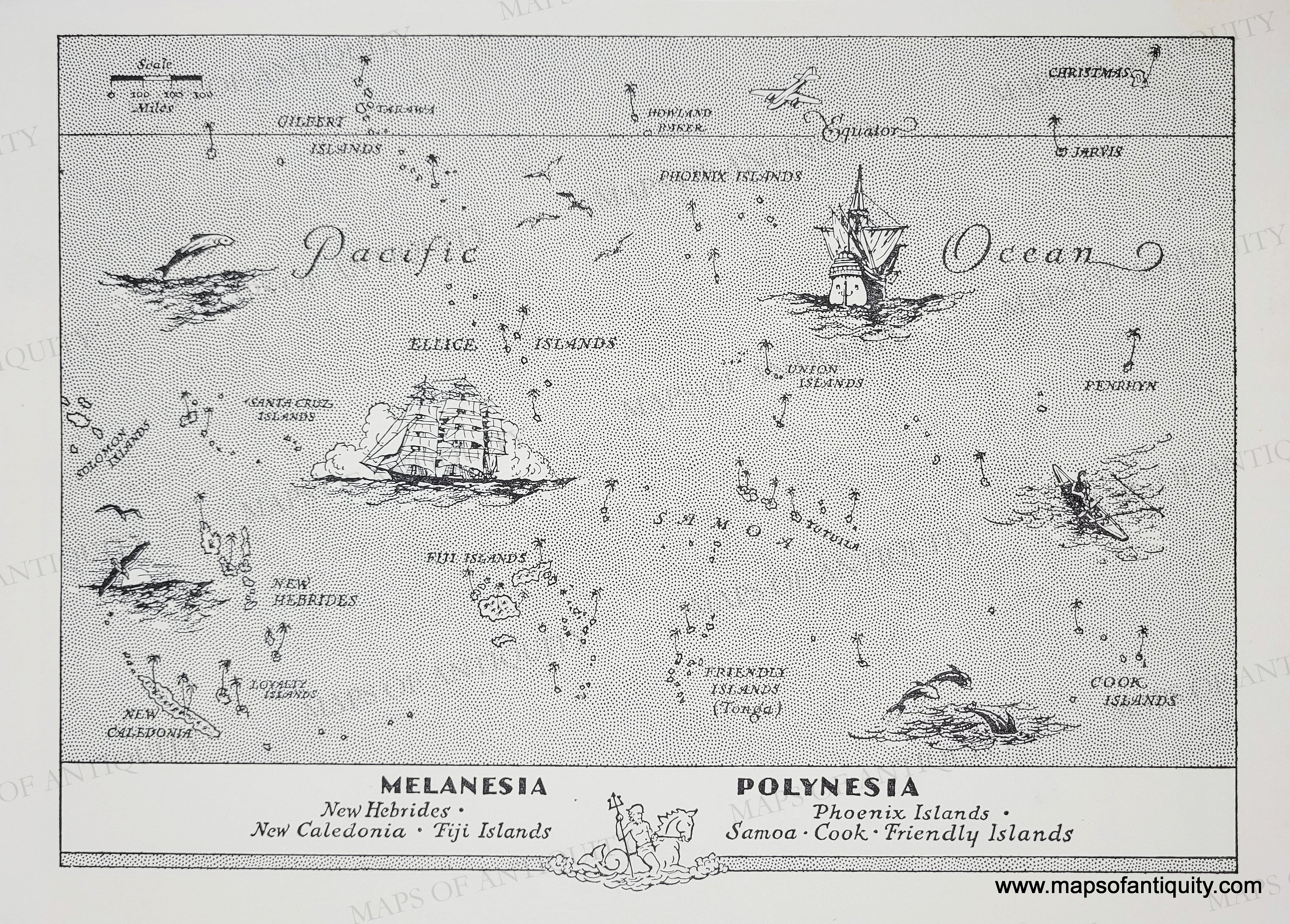 1964 - Melanesia, Polynesia - Genuine Vintage Map – Maps of Antiquity