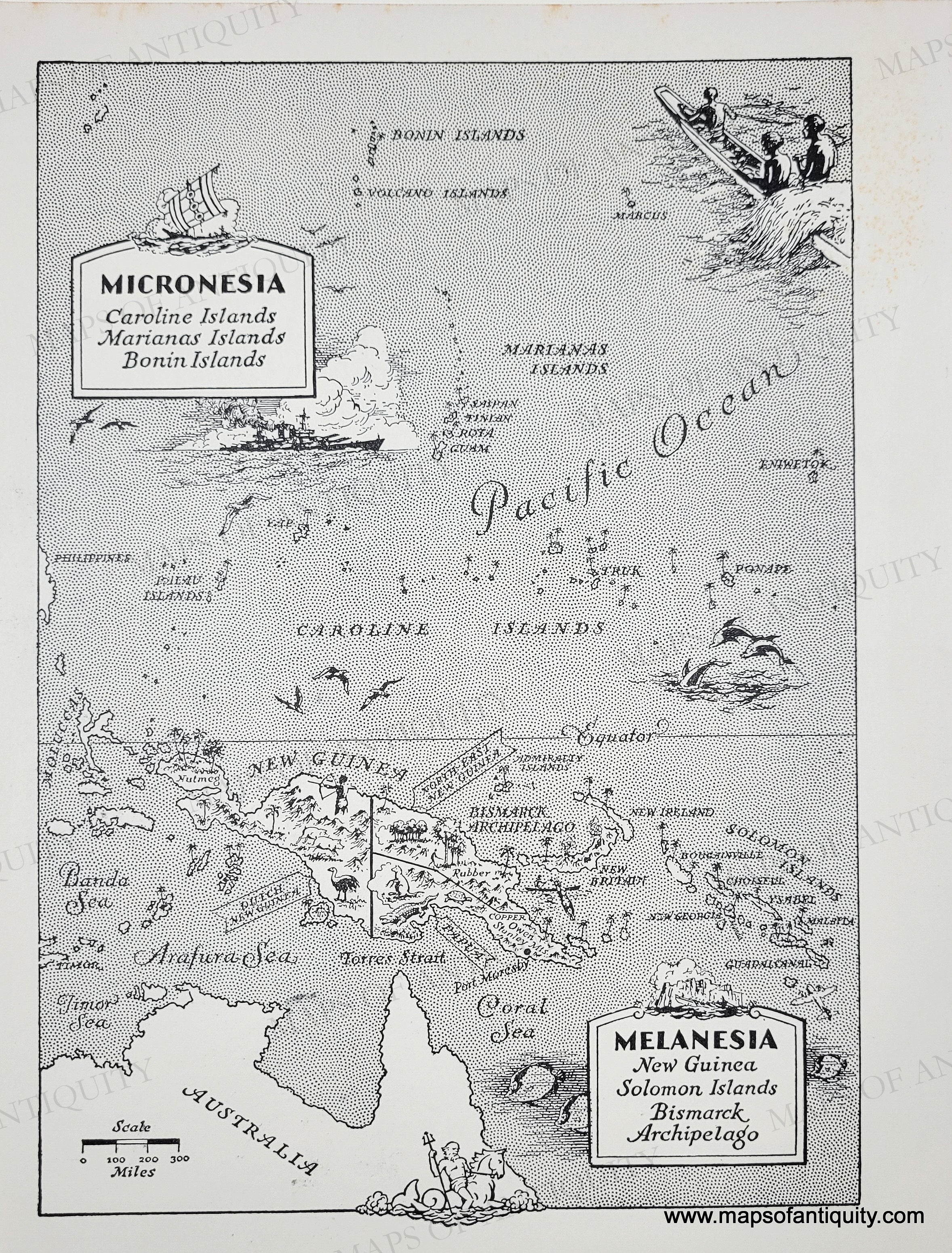 1964 - Micronesia, Melanesia - Genuine Vintage Map – Maps of Antiquity