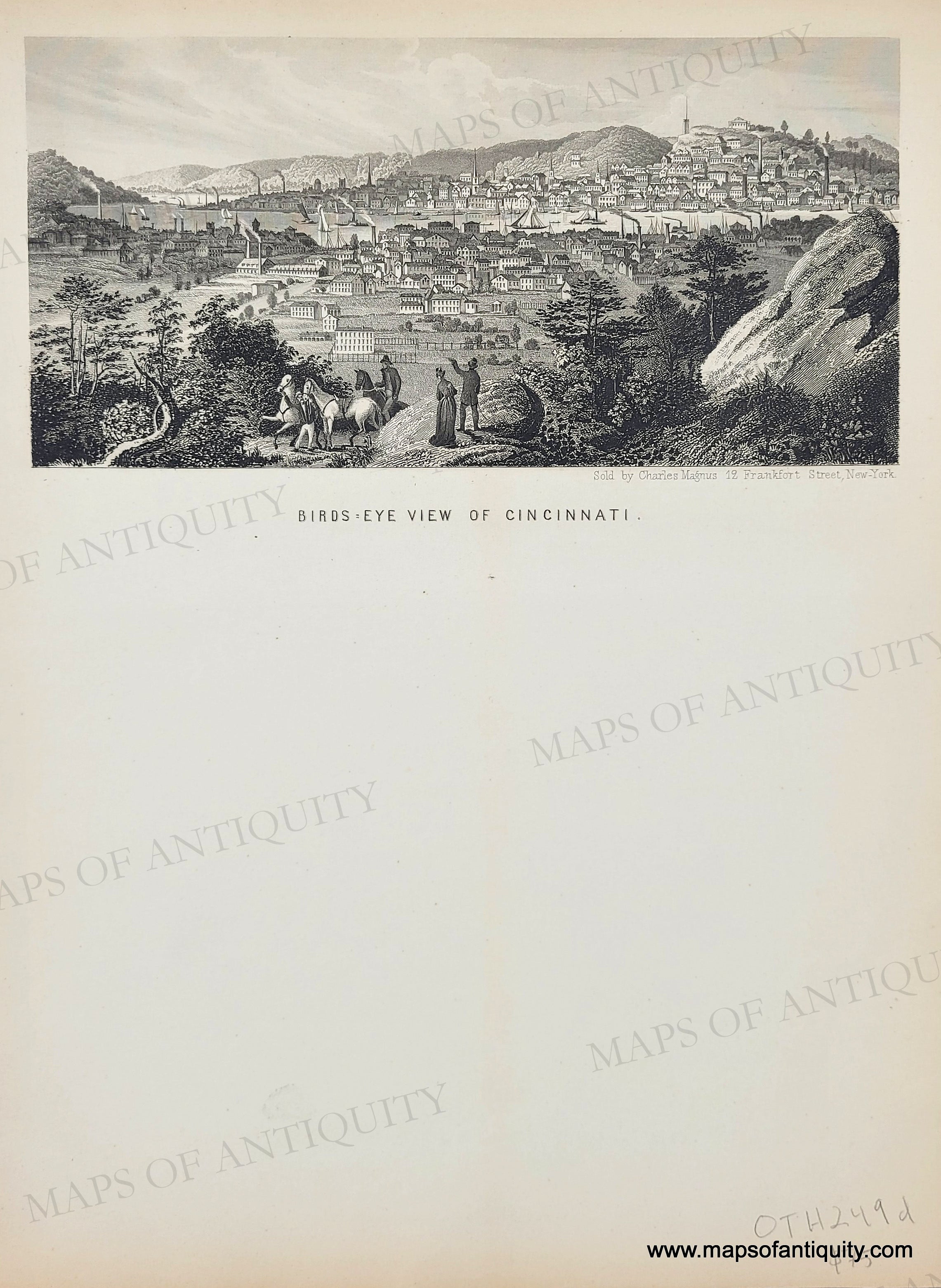 1870 - Birds-Eye View of Cincinnati - Antique Print – Maps of Antiquity
