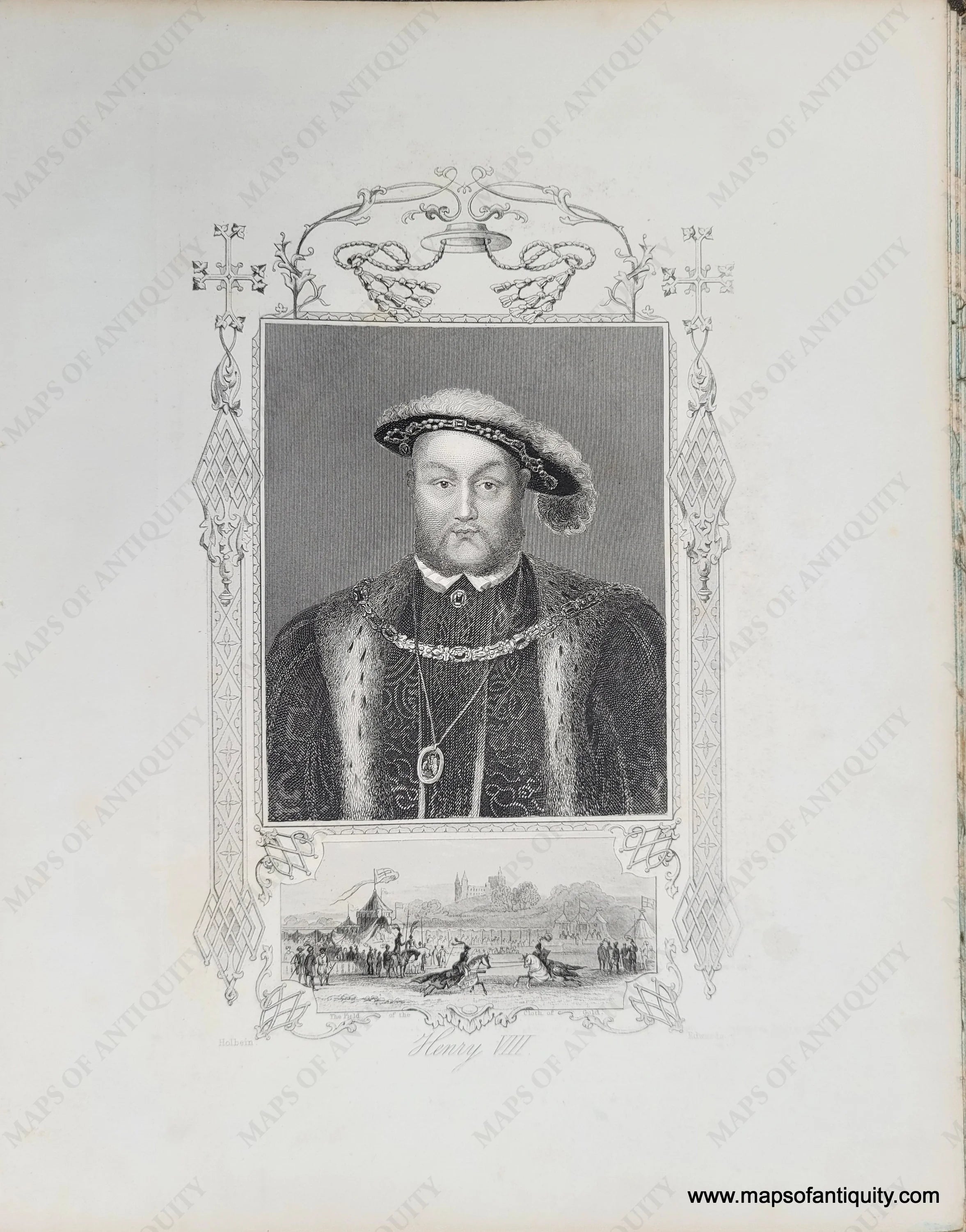 1850 - Henry VIII - Antique Print – Maps of Antiquity