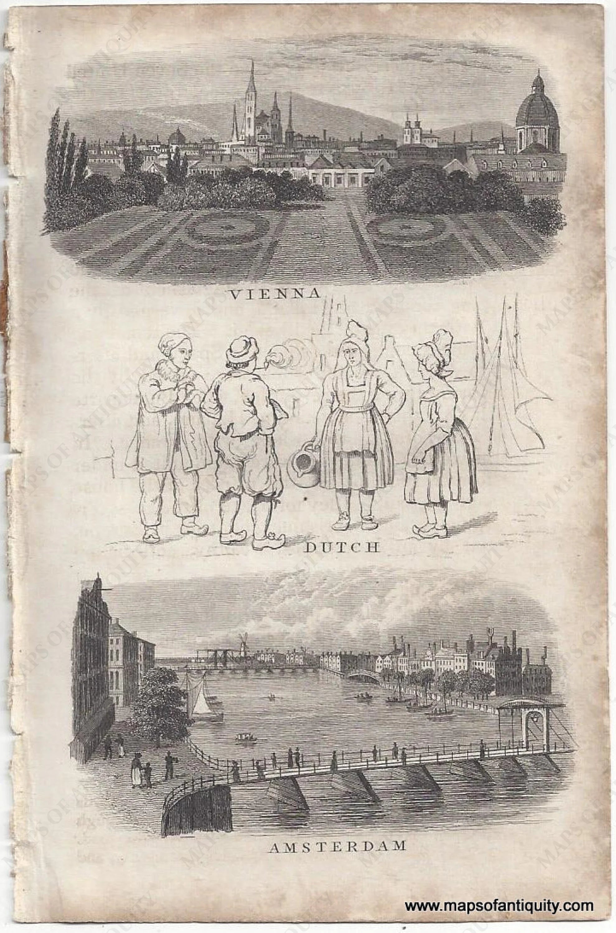 1829 Genuine Antique Print Vienna, Dutch, Amsterdam – Maps of Antiquity