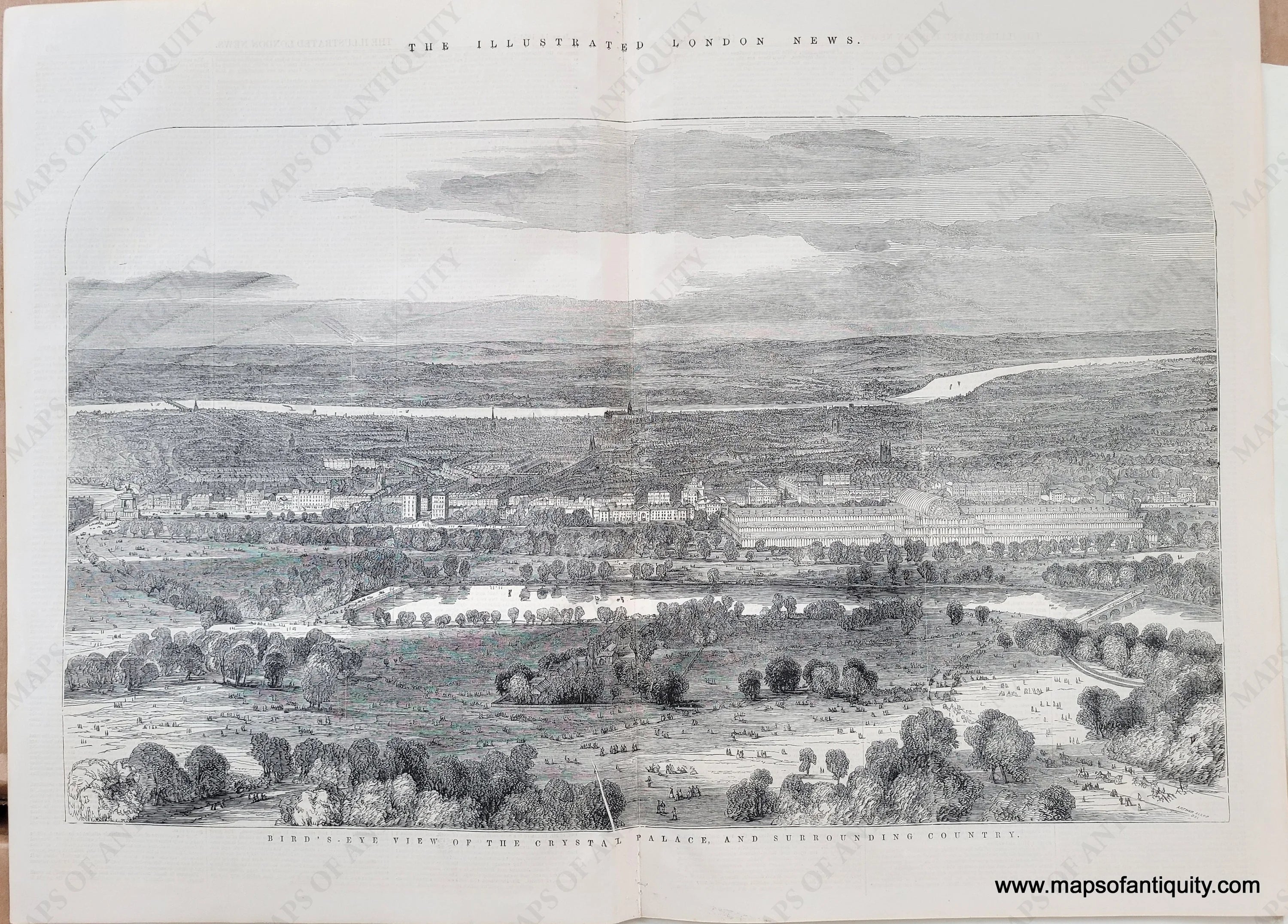 1851 Genuine Antique Print London - Bird's-Eye View of the Crystal ...