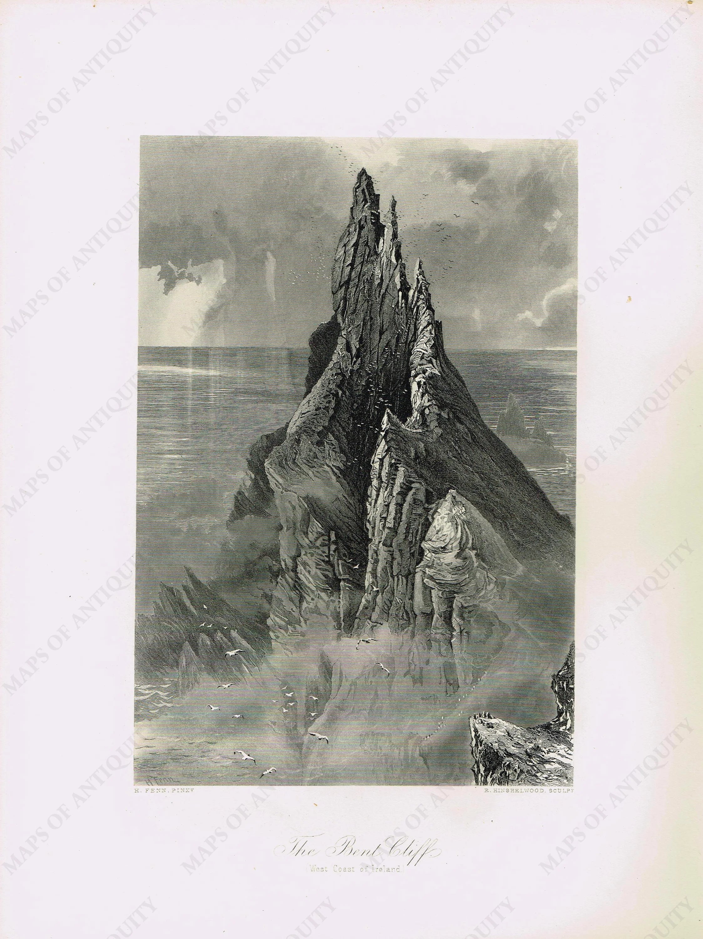1875 Genuine Antique Print The Bent Cliff (Ireland) – Maps of Antiquity