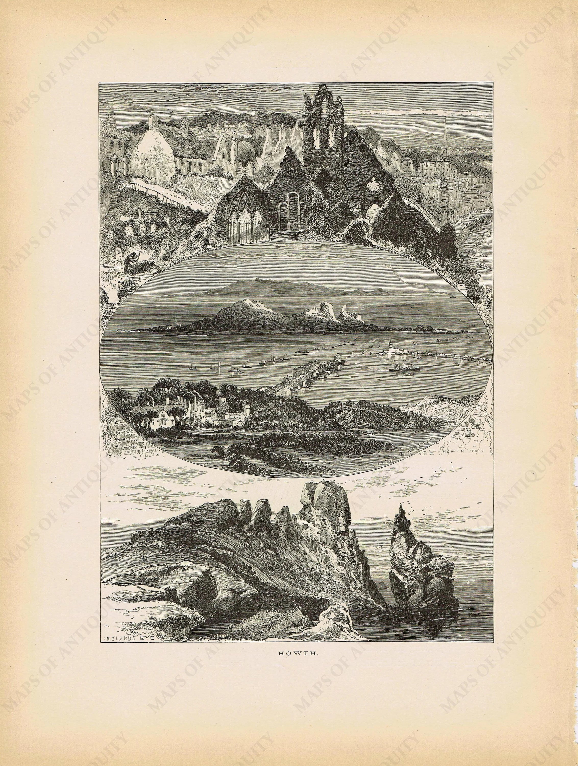 1875 Genuine Antique Print Howth (Ireland) – Maps of Antiquity