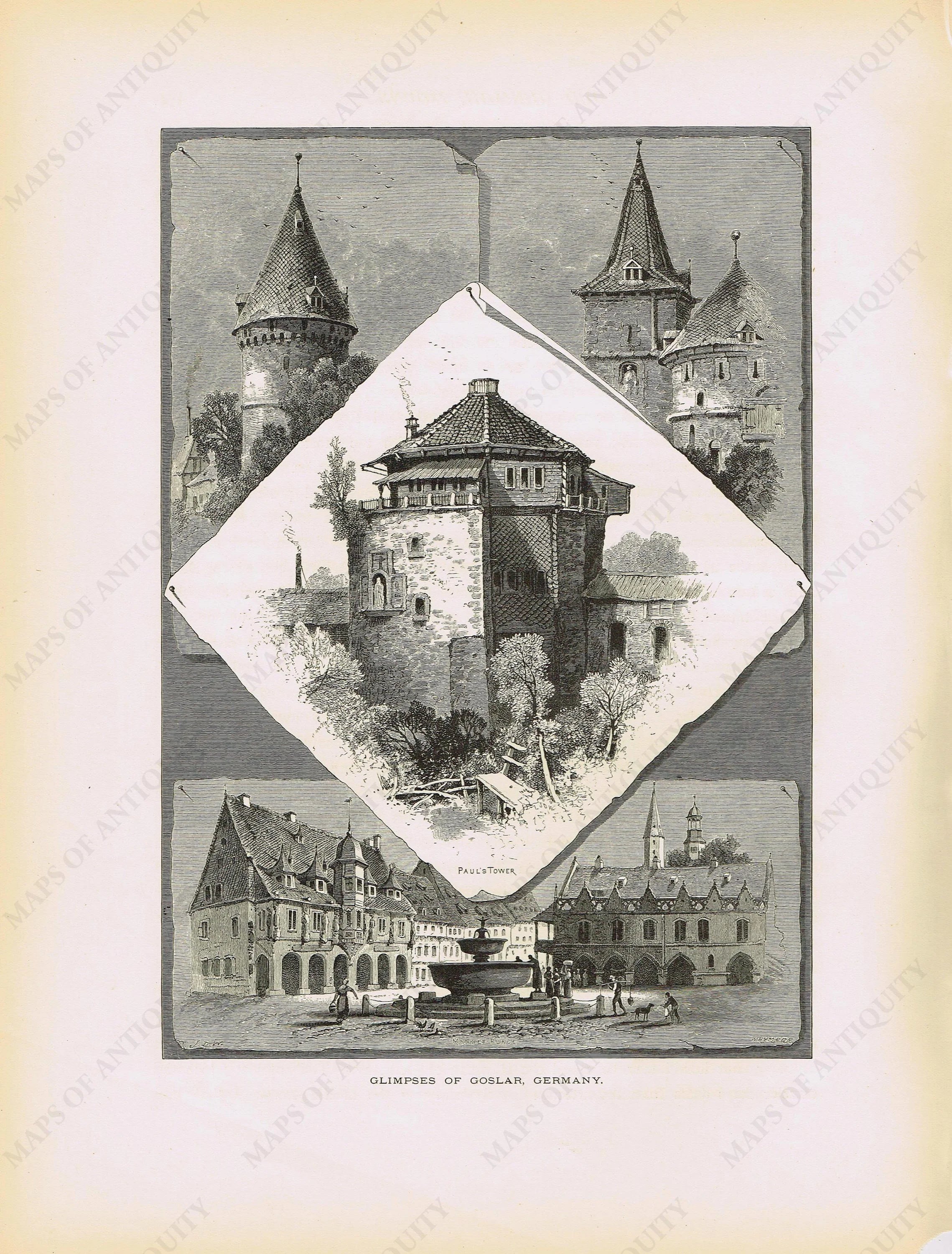 1878 Genuine Antique Print Glimpses of Goslar (Germany) – Maps of Antiquity