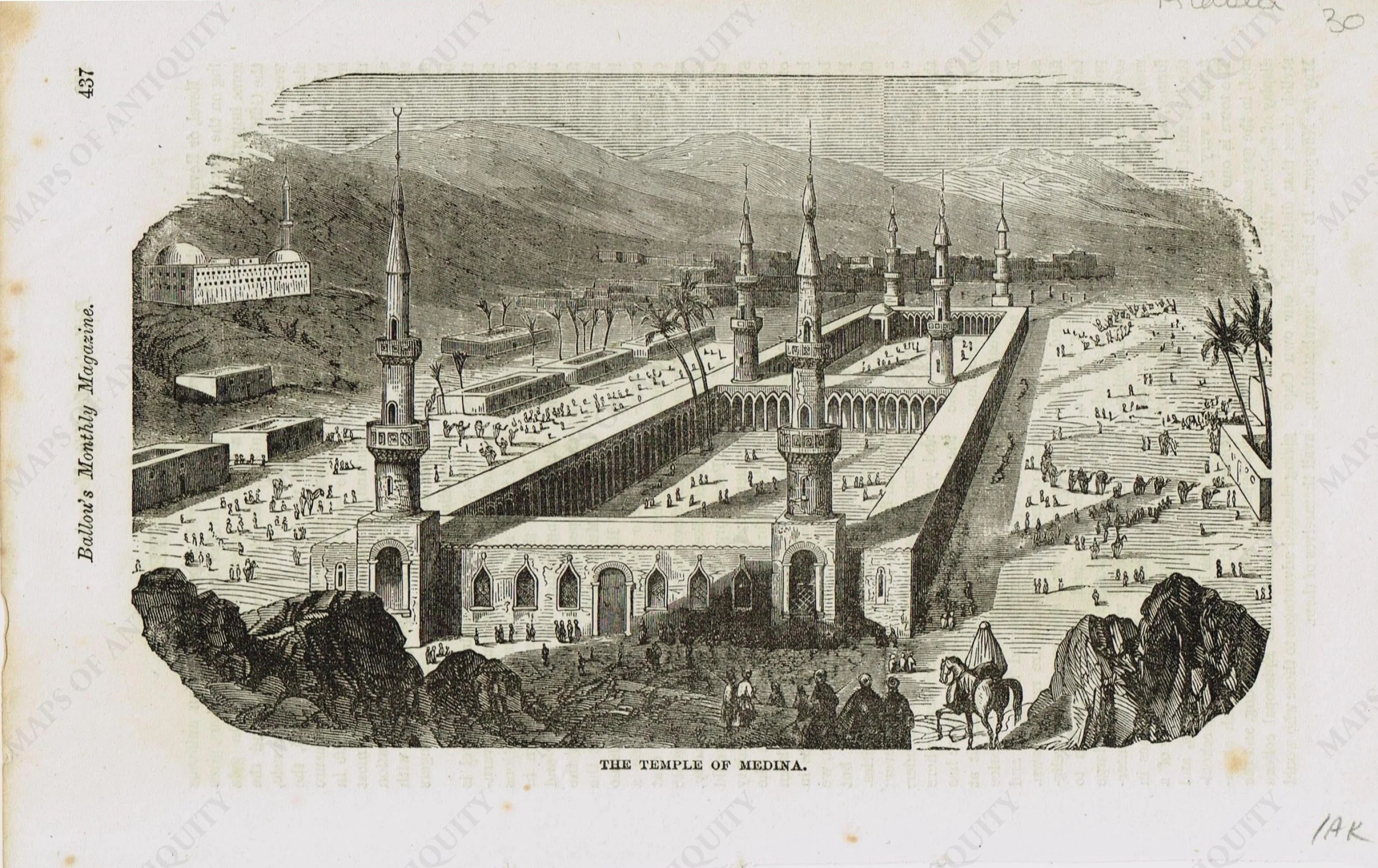 19th century Genuine Antique Print The Temple of Medina (Arabia) – Maps ...