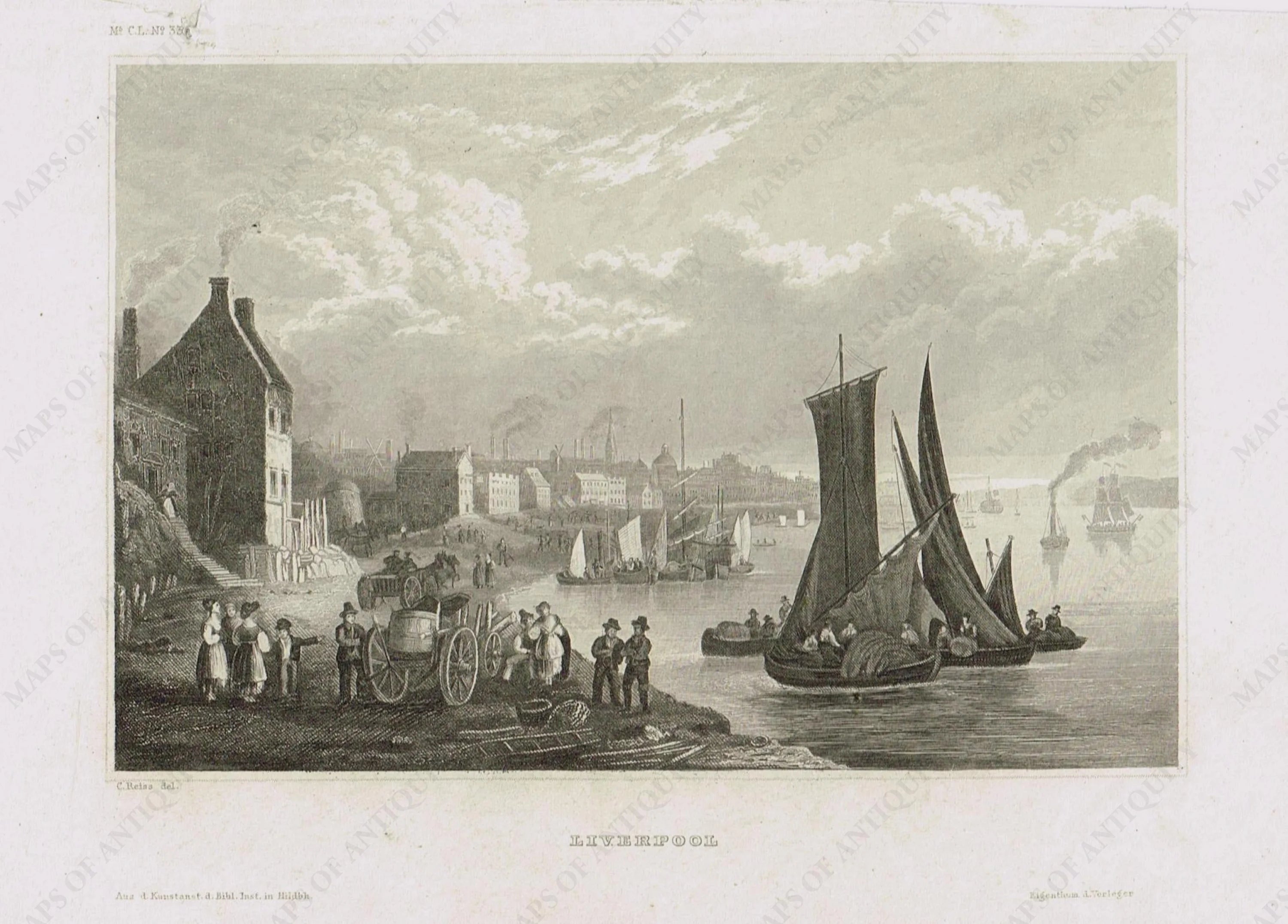 19th century Genuine Antique Print Liverpool (England) – Maps of Antiquity