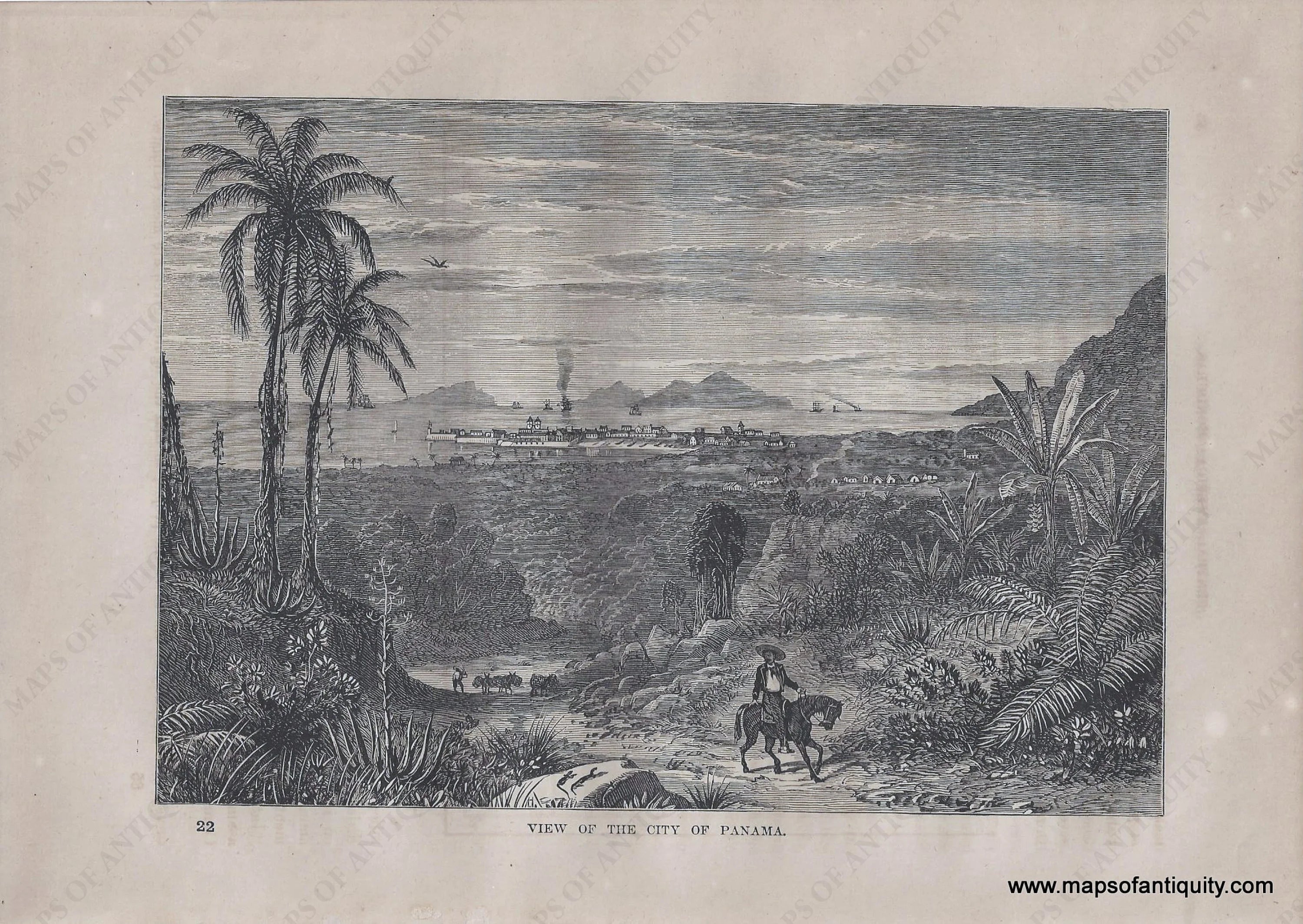 1881 Genuine Antique Print View of the City of Panama – Maps of Antiquity