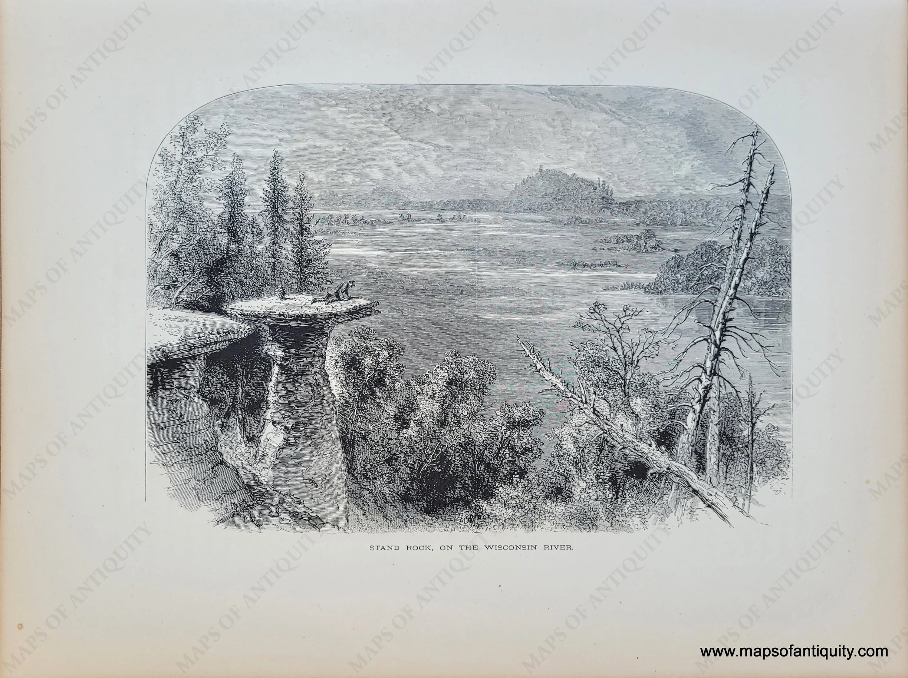 1872 Genuine Antique Print Double-sided Page: Stand Rock on the ...
