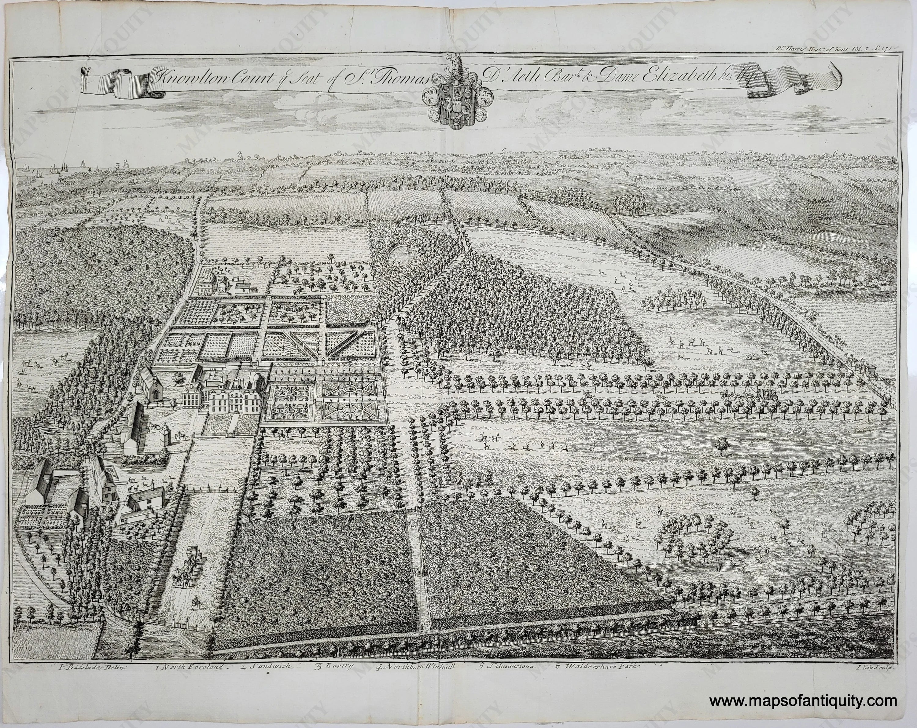 1719 - Knowlton Court- ye Seat of Sir Thomas D'Aeth Baronet & Dame Eli ...