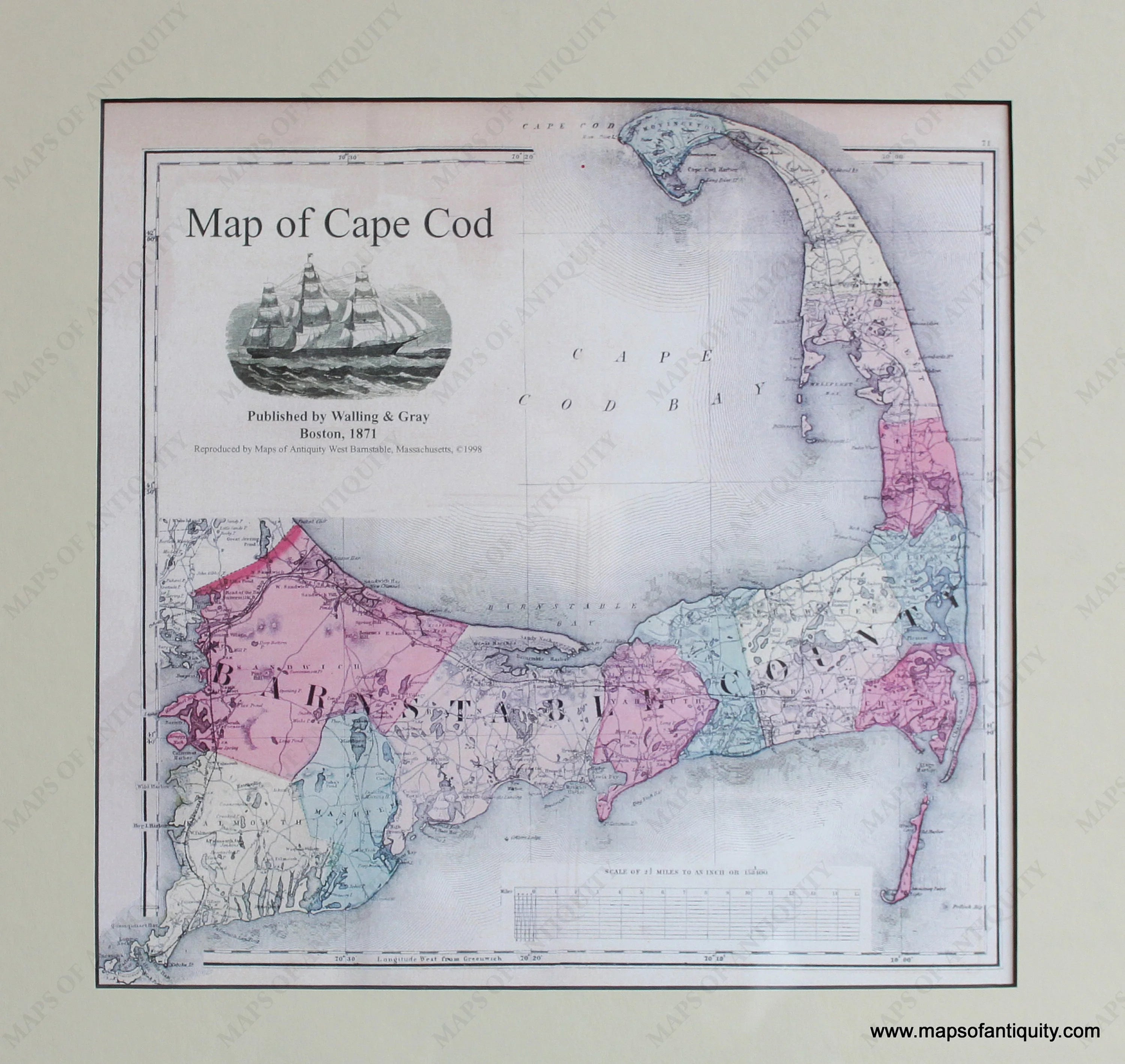 Cape Cod, 1871 - Reproduction – Maps of Antiquity