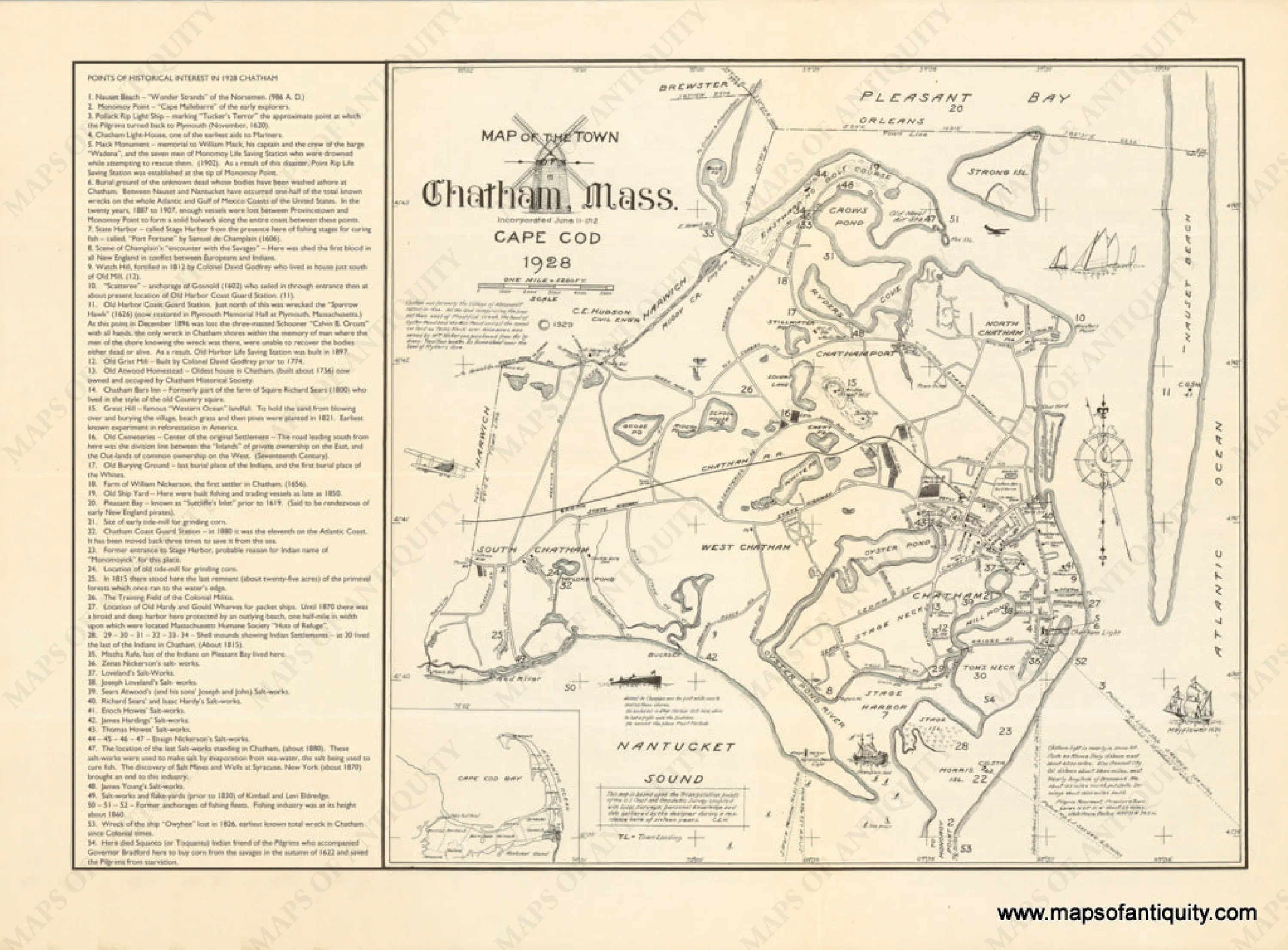 Map of the Town Chatham, Mass. - Reproduction – Maps of Antiquity
