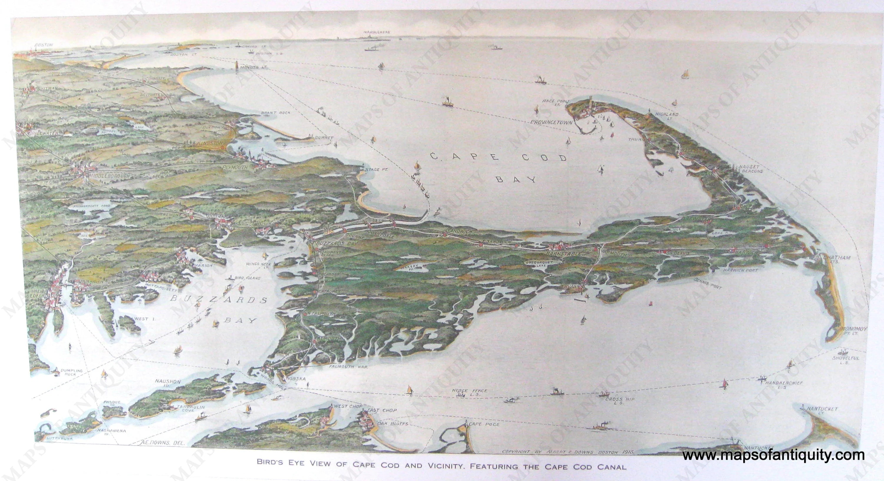 Cape Cod Bird's Eye View (Hand-Colored Small Size) – Maps of Antiquity