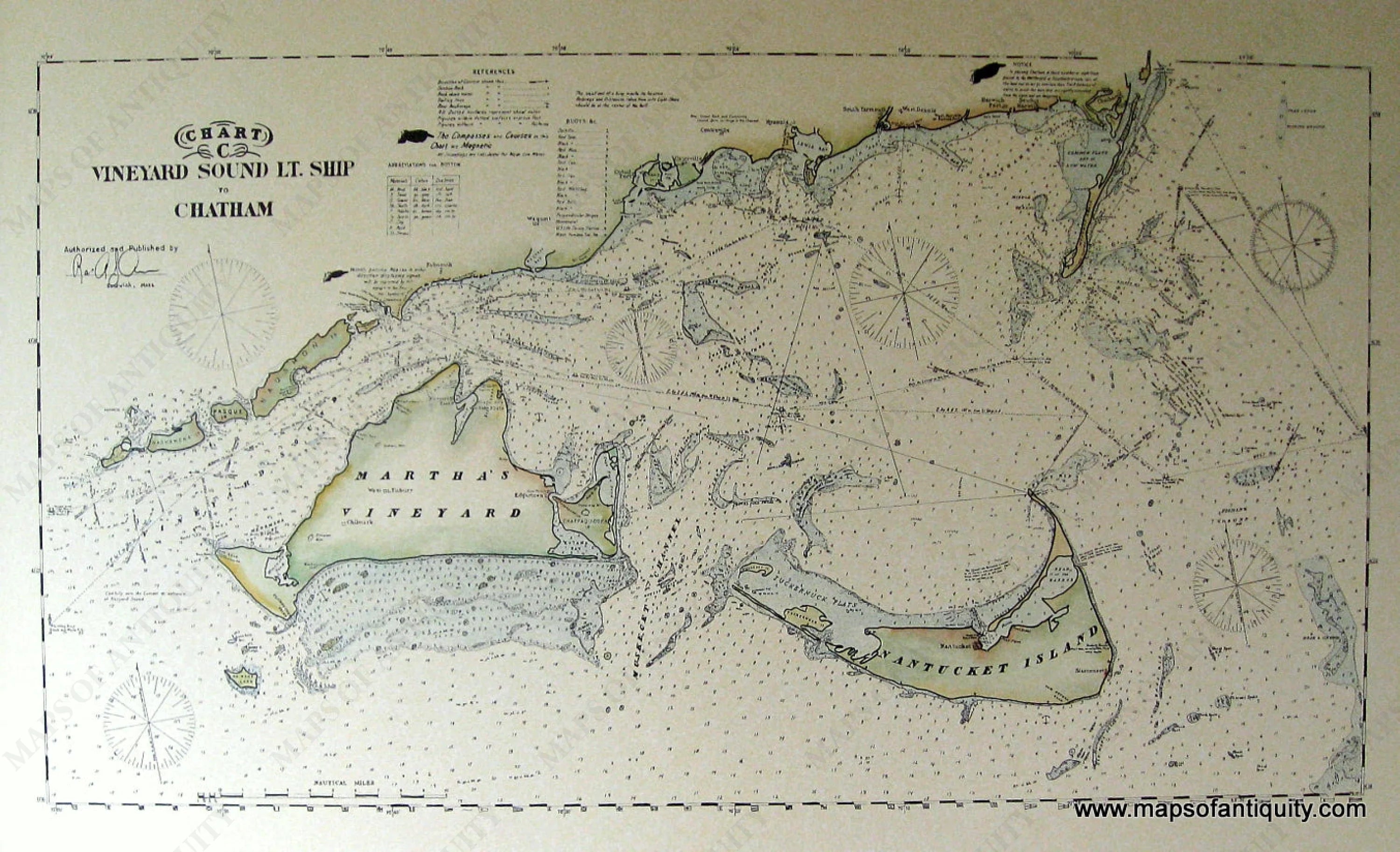 Chart C Vineyard Sound Lt. Ship to Chatham, Reproduction Map – Maps of ...