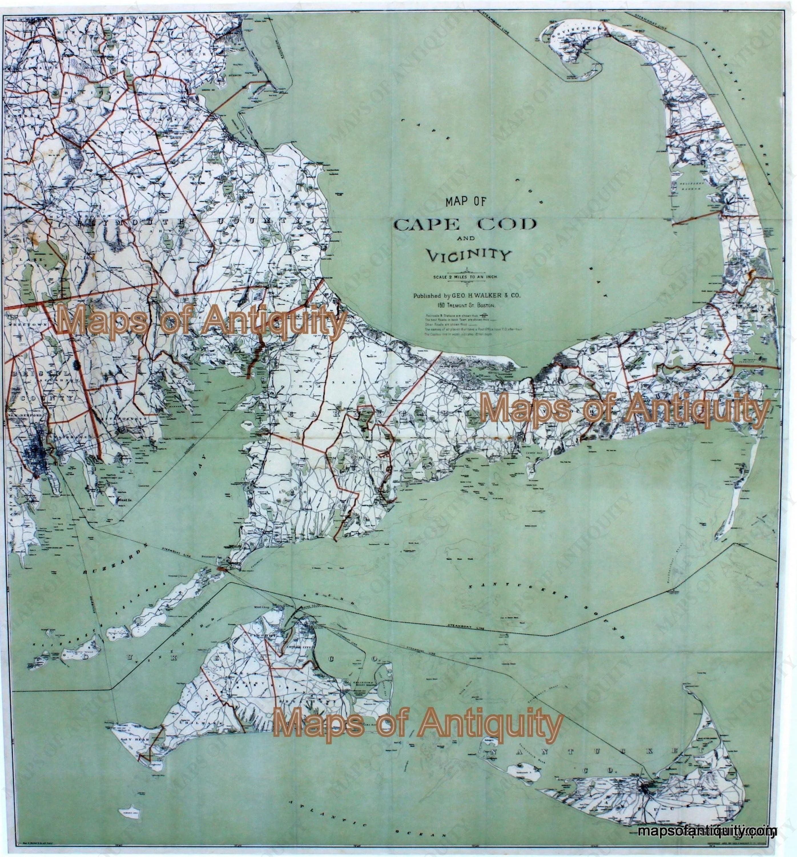 Map of Cape Cod and Vicinity - Large - Reproduction Map – Maps of Antiquity