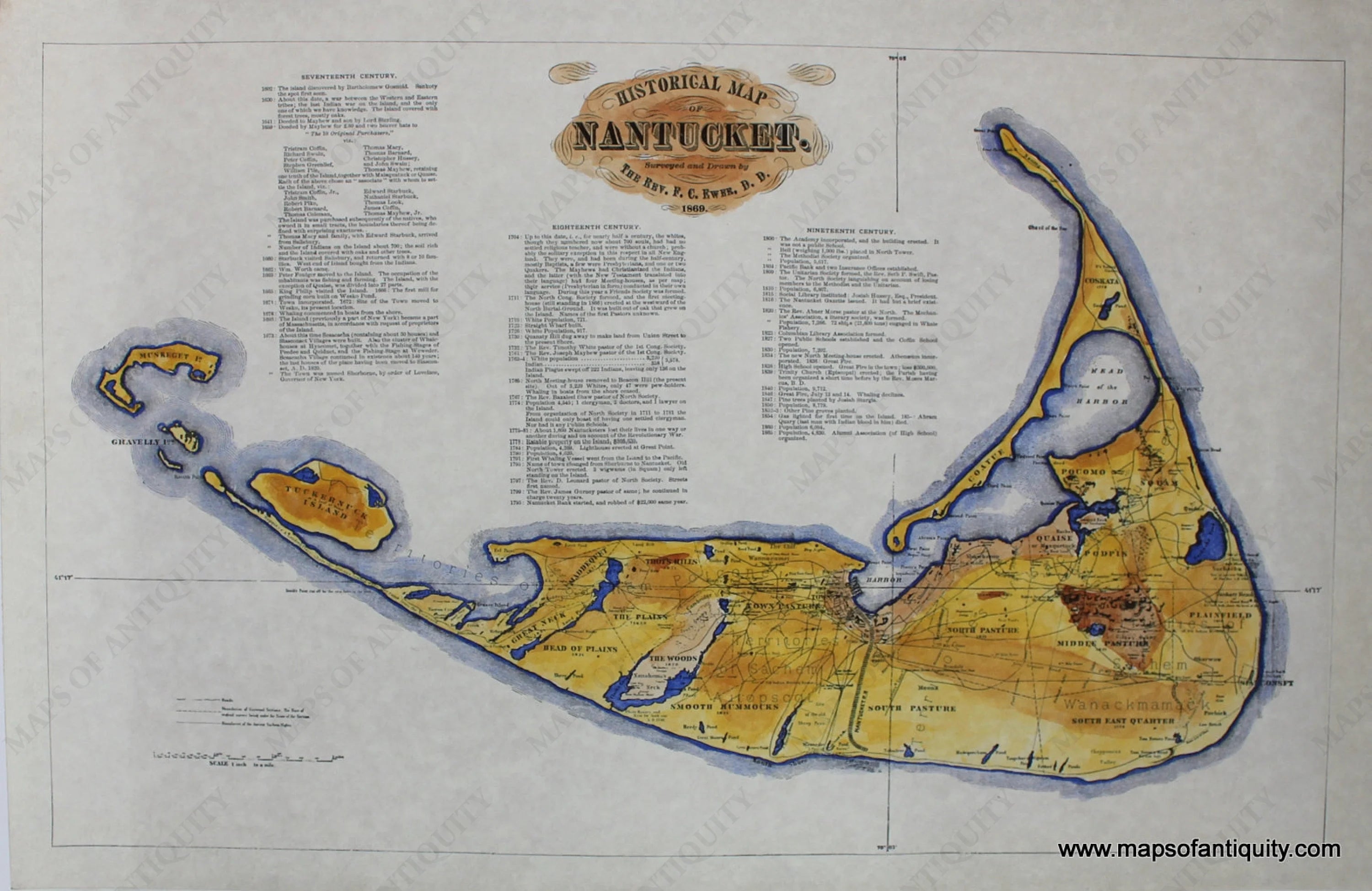 Historical Map of Nantucket. - Reproduction – Maps of Antiquity
