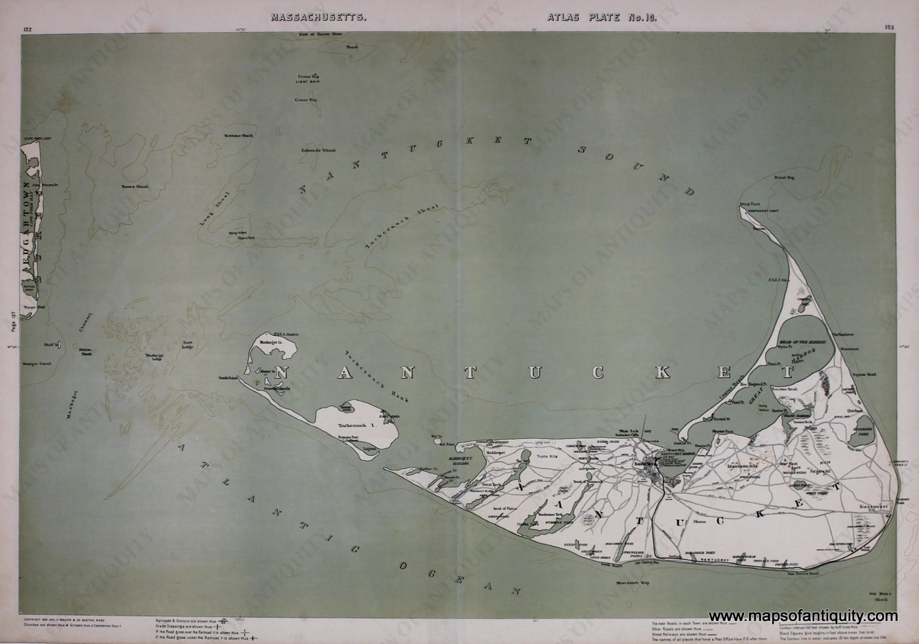 Massachusetts Atlas Plate No. 10. Nantucket, Walker 1891. - Reproducti ...