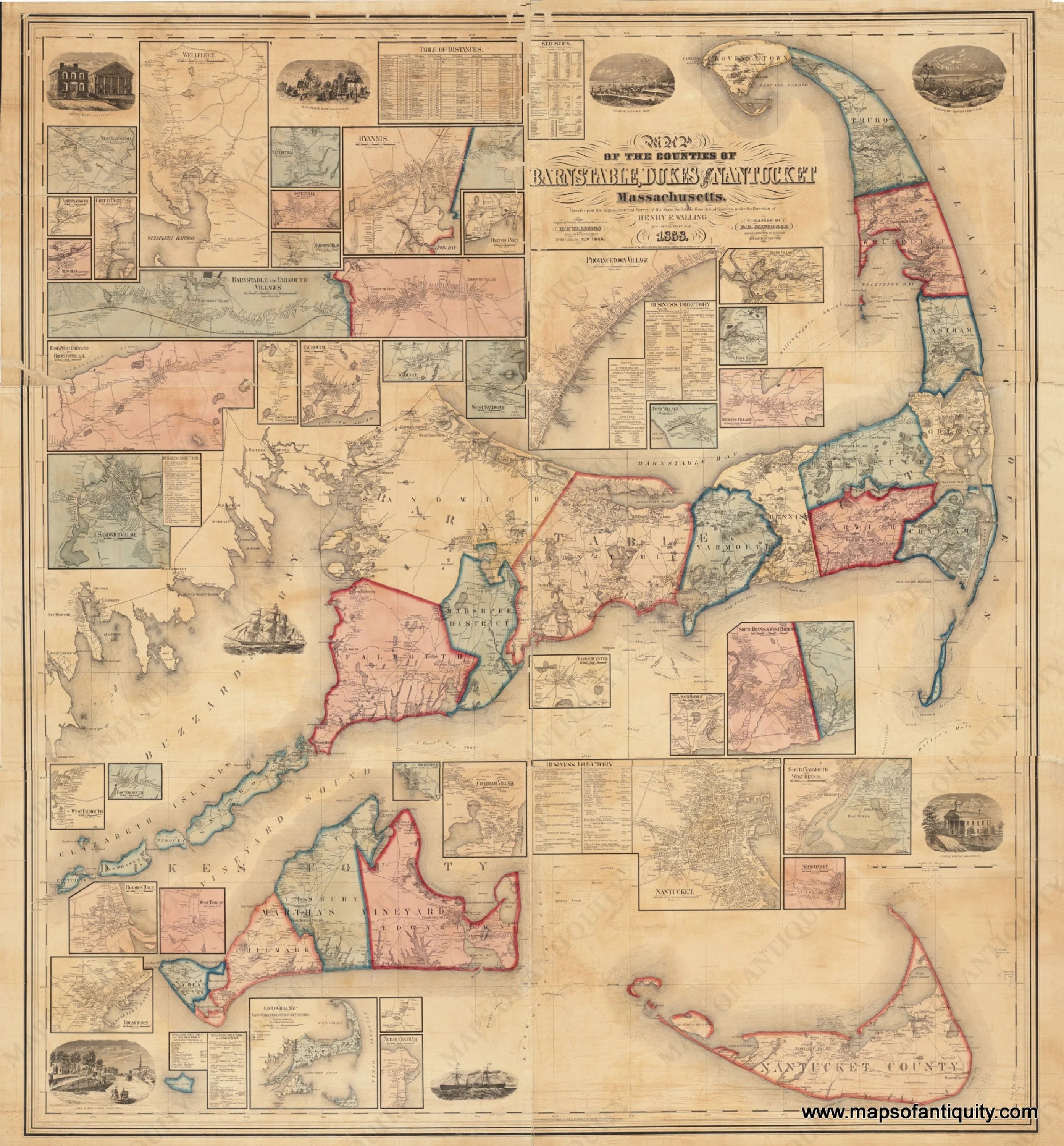 Map of the Counties of Barnstable, Dukes, and Nantucket Massachusetts ...