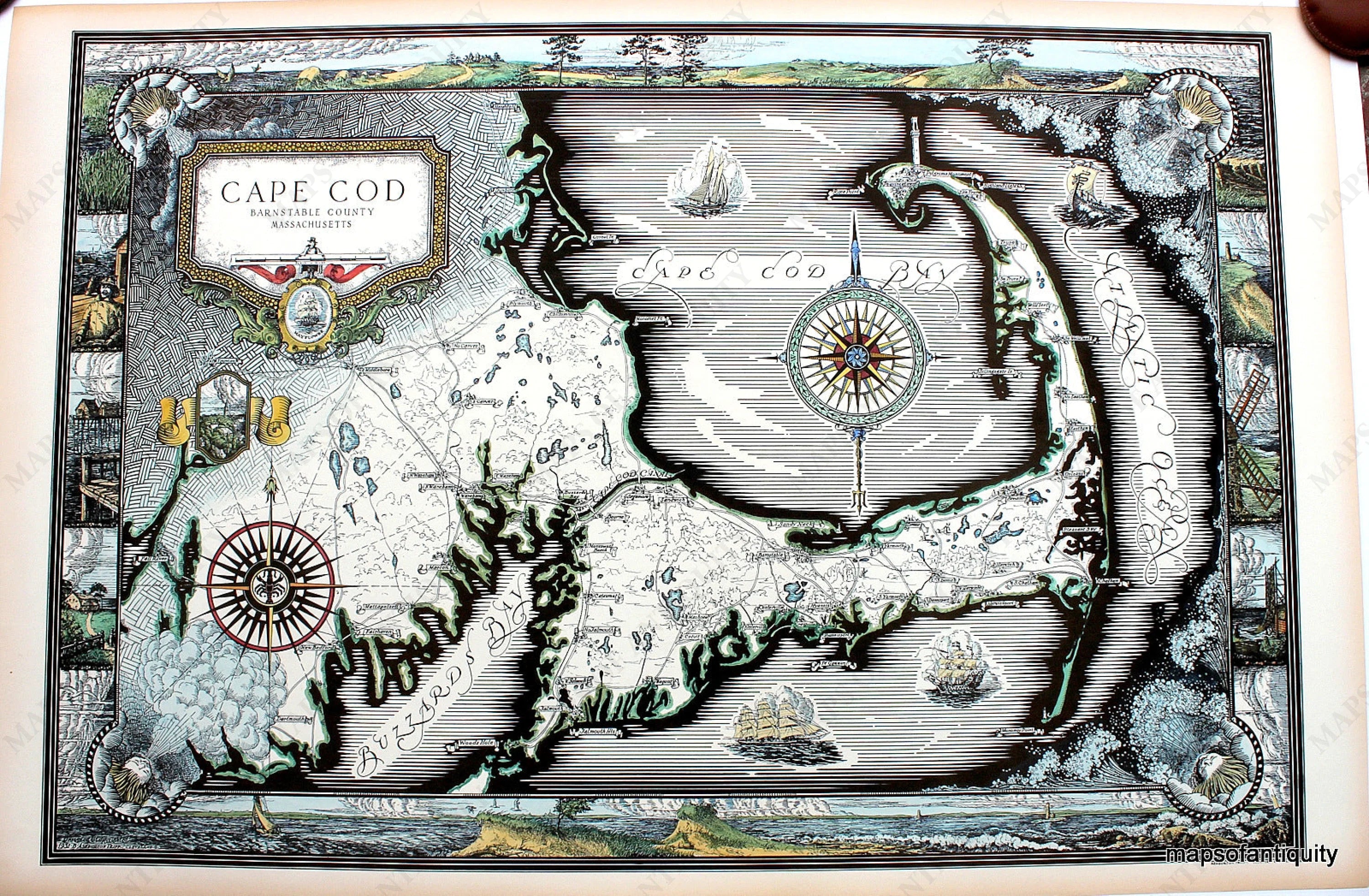 Cape Cod Barnstable County Massachusetts - Reproduction Map – Maps of ...