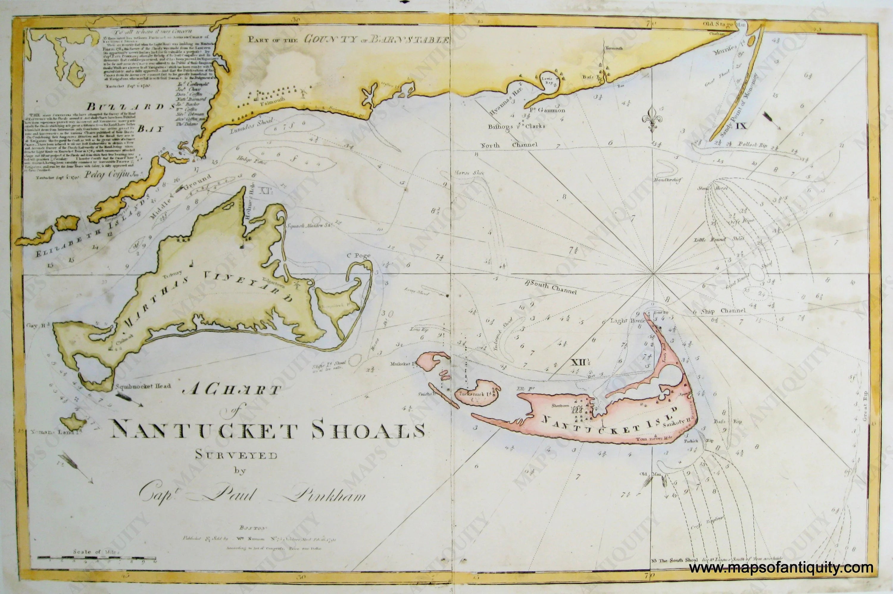 A Chart of Nantucket Shoals - Reproduction - – Maps of Antiquity