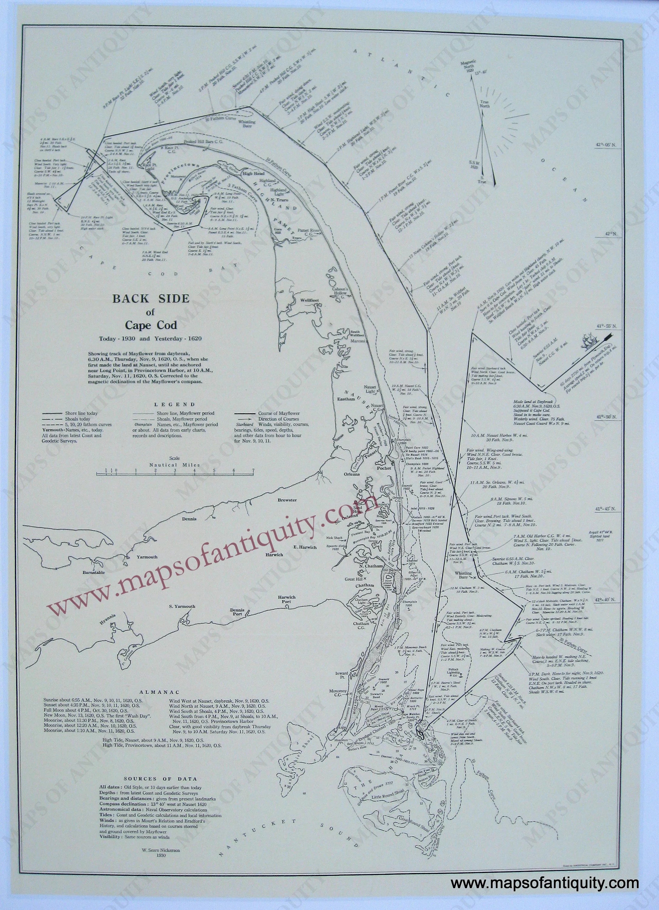 Back Side of Cape Cod, Today-1930 and Yesterday-1620: Mayflower First ...