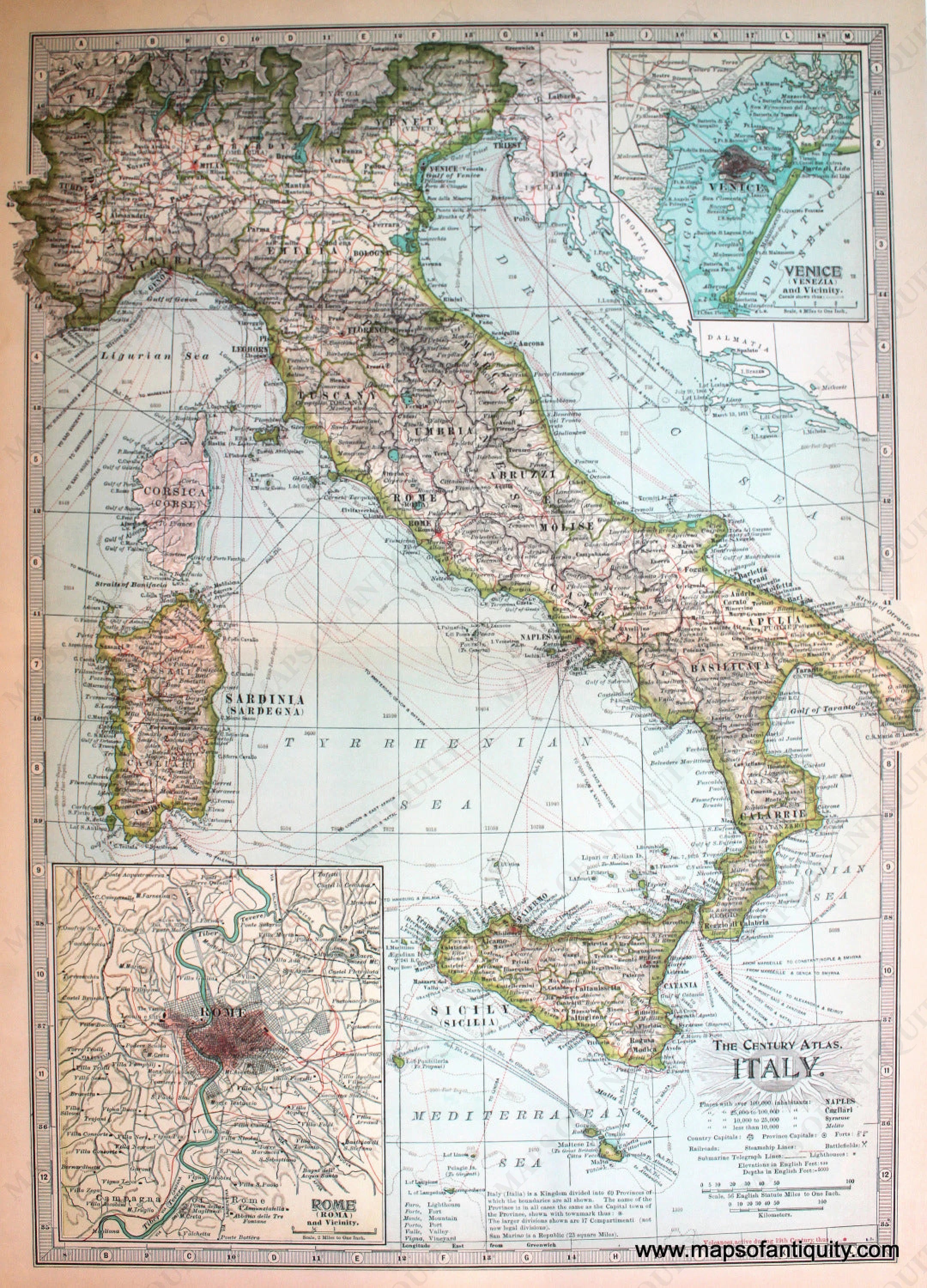 The Century Atlas Italy Map - Reproduction - – Maps of Antiquity