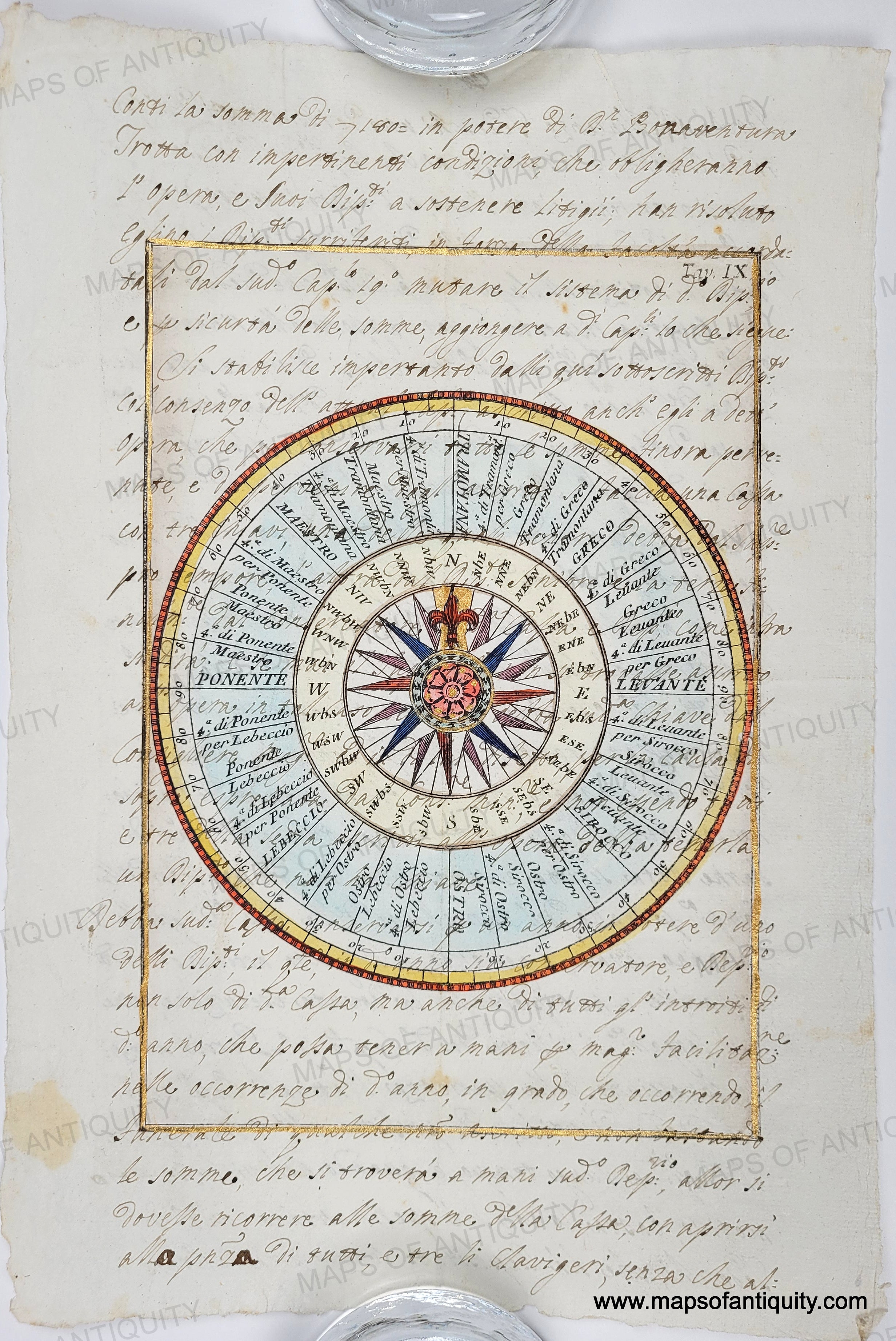 Compass Rose and Chart of Winds - Reproduction on Antique Paper – Maps ...