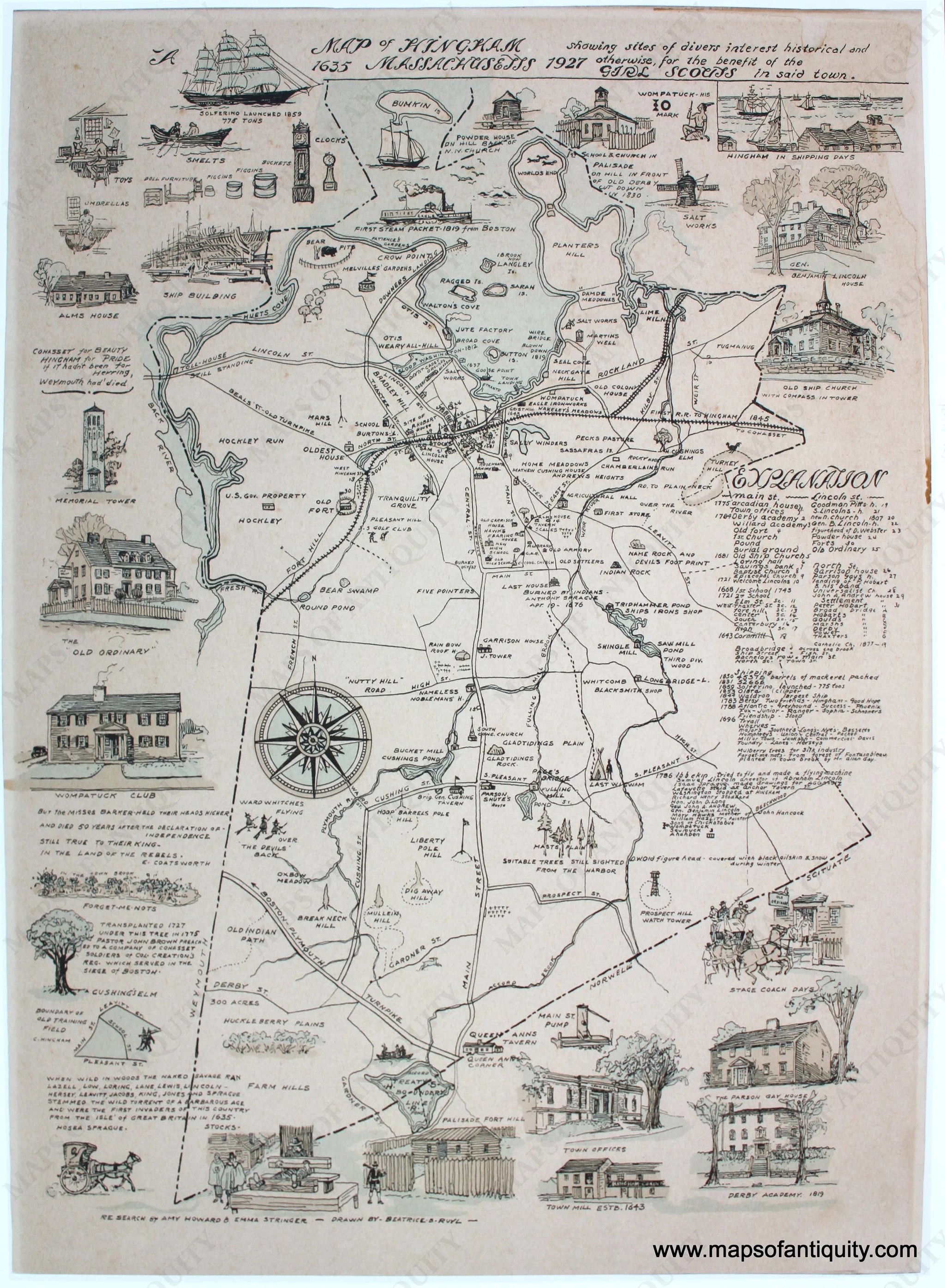 Mapa De Hingham Ma Y Pueblos Aledaños