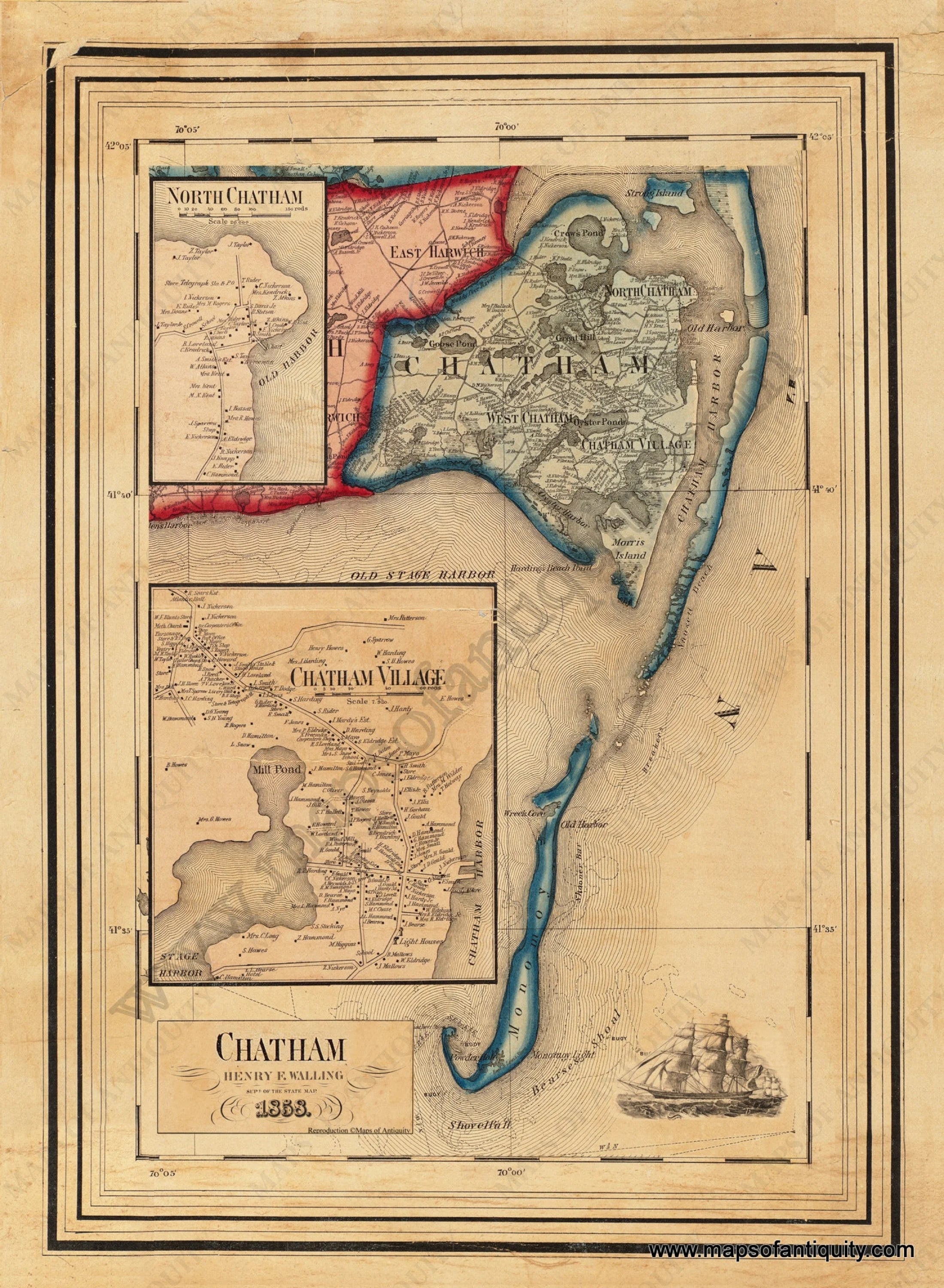 Chatham 1858 - Reproduction Map (Large size) – Maps of Antiquity