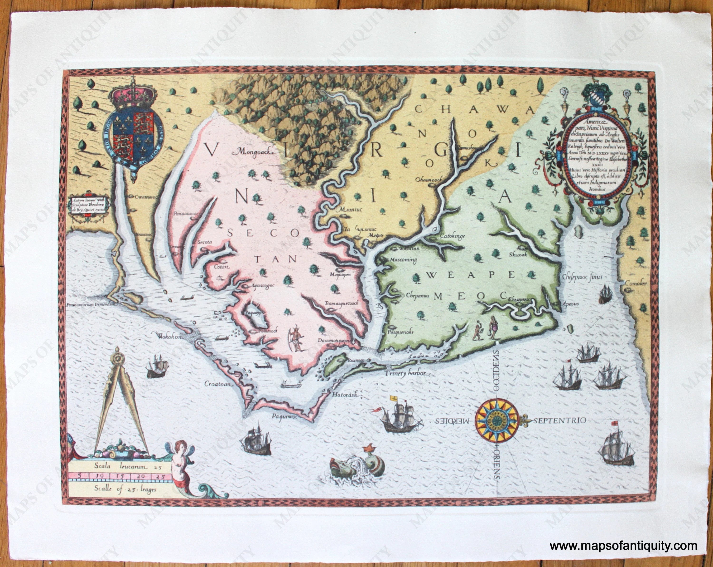Virginia Colony in the 1500s including North Carolina - Americae pars ...