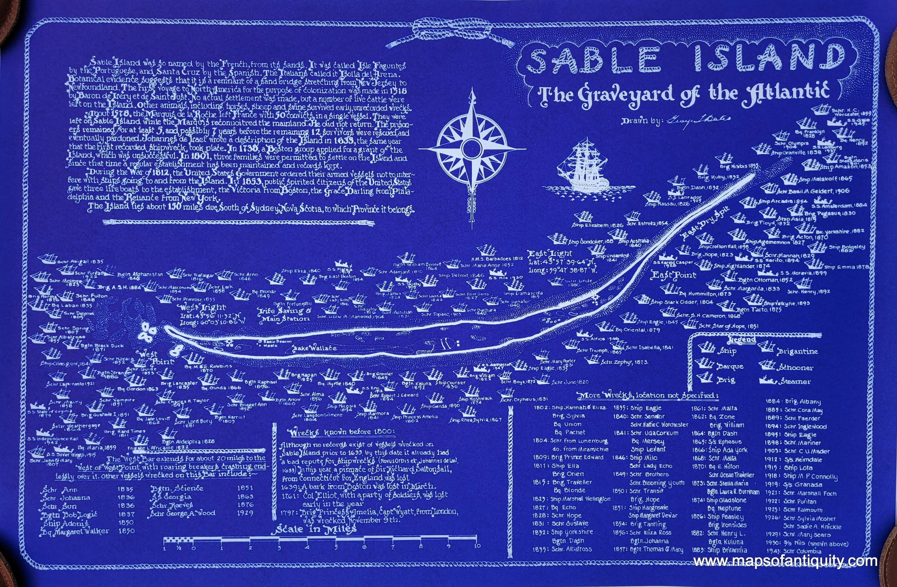 Sable Island The Graveyard of the Atlantic - Reproduction Map – Maps of ...