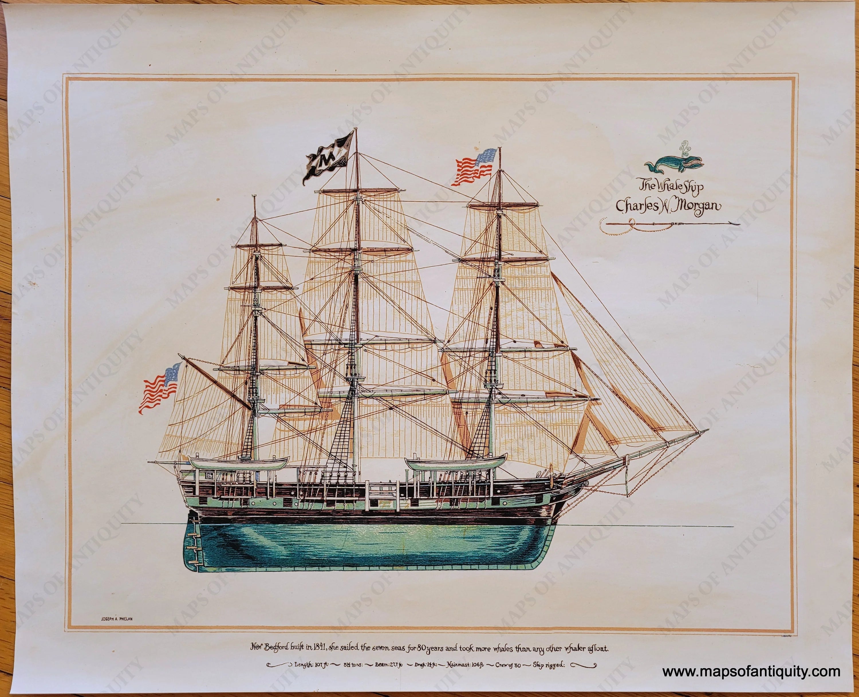 Probably a Reproduction The Whale Ship Charles Morgan – Maps of Antiquity