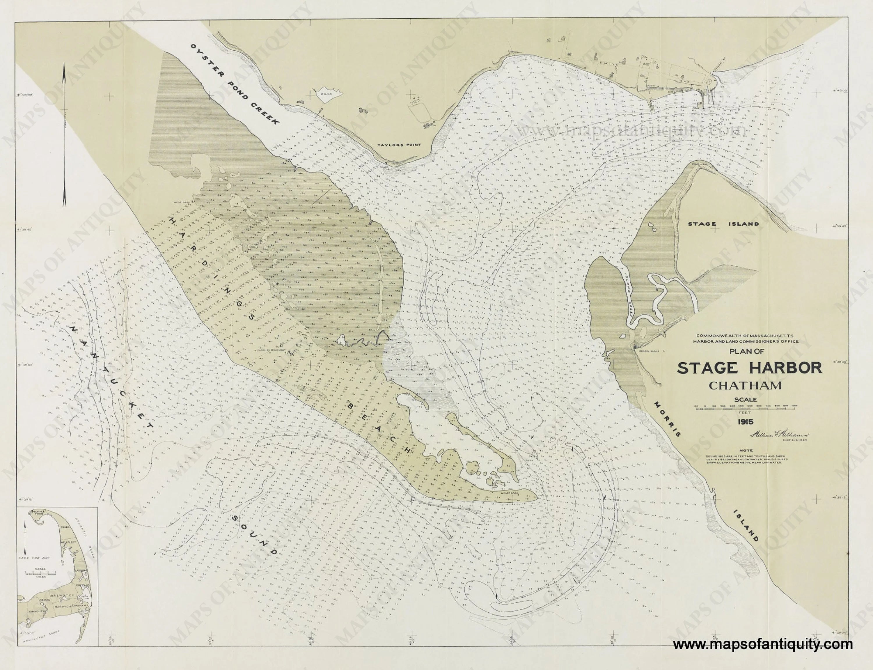 Plan of Stage Harbor, Chatham - Reproduction – Maps of Antiquity
