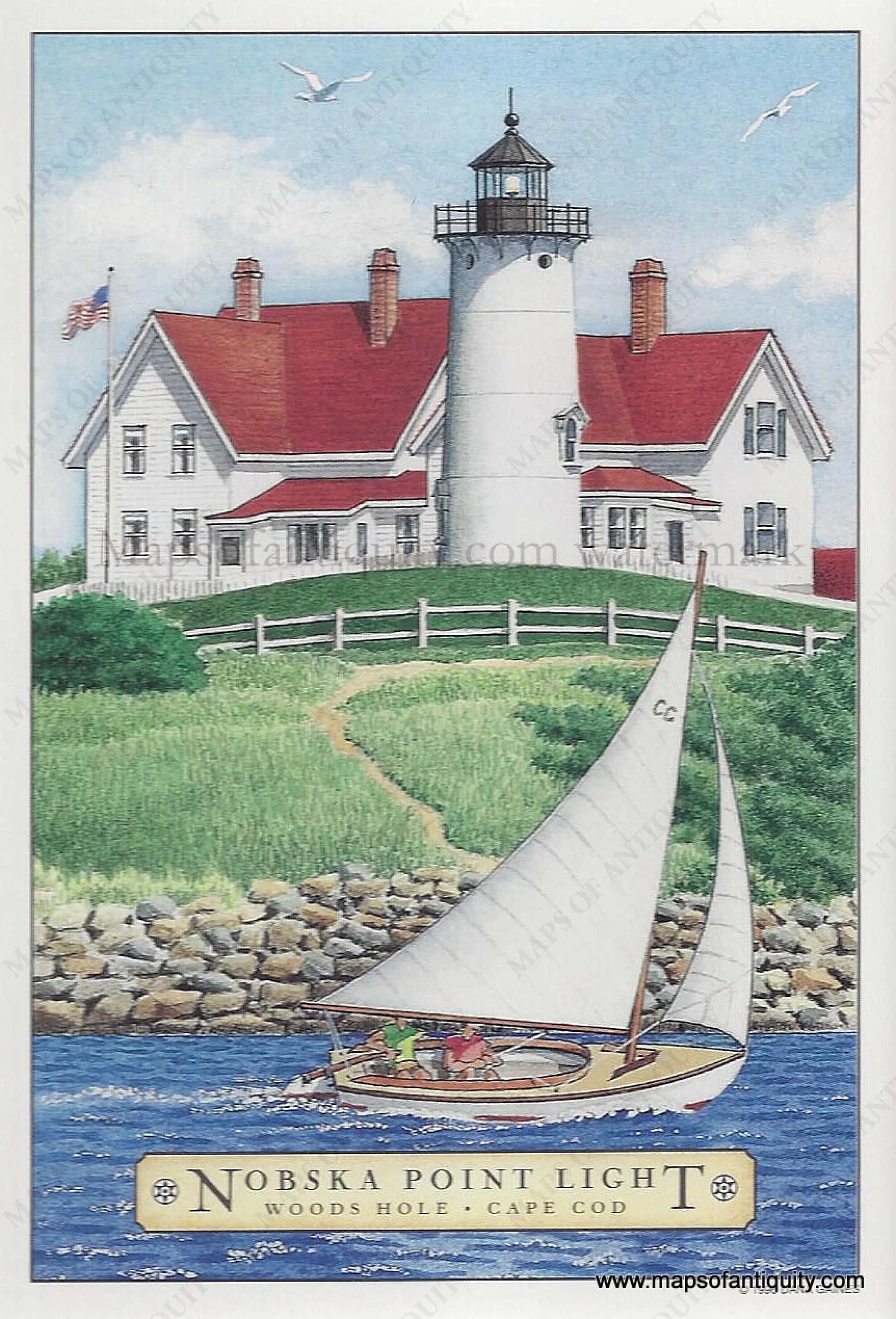 1996 Modern Print Nobska Point Light, Woods Hole, Cape Cod – Maps of ...