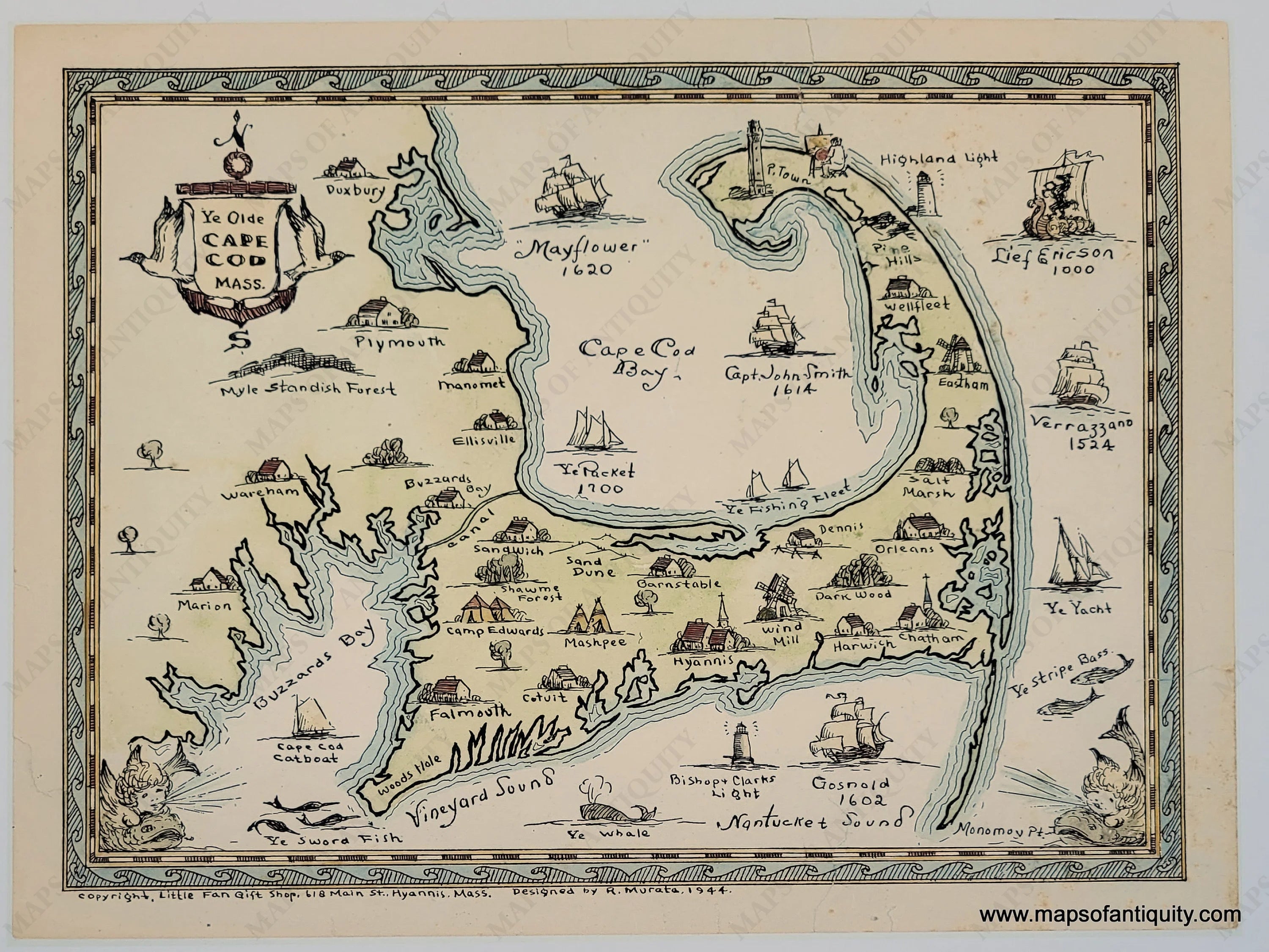 Ye Olde Cape Cod Mass. - Reproduction – Maps of Antiquity