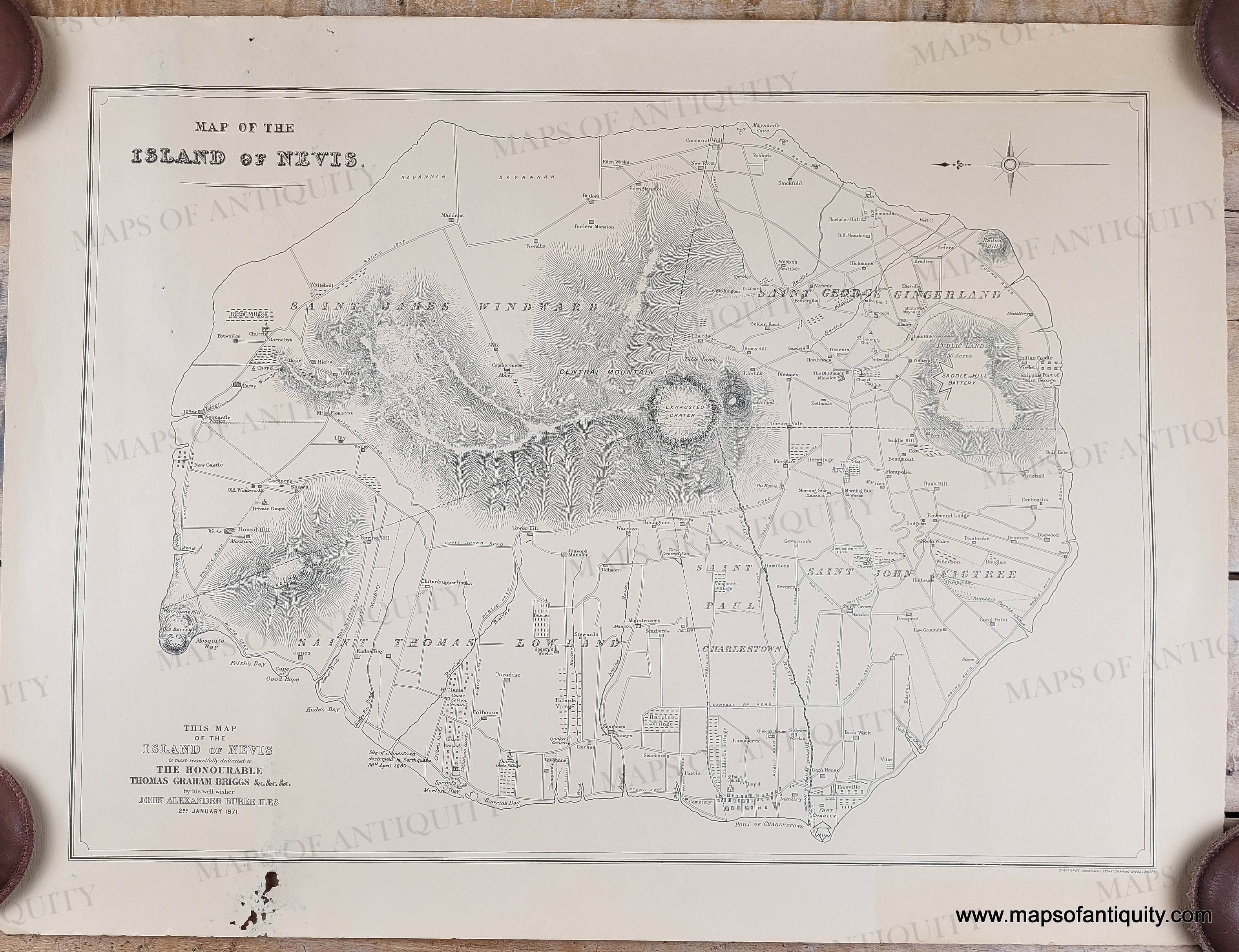 20th century Reproduction Map of the Island of Nevis – Maps of Antiquity