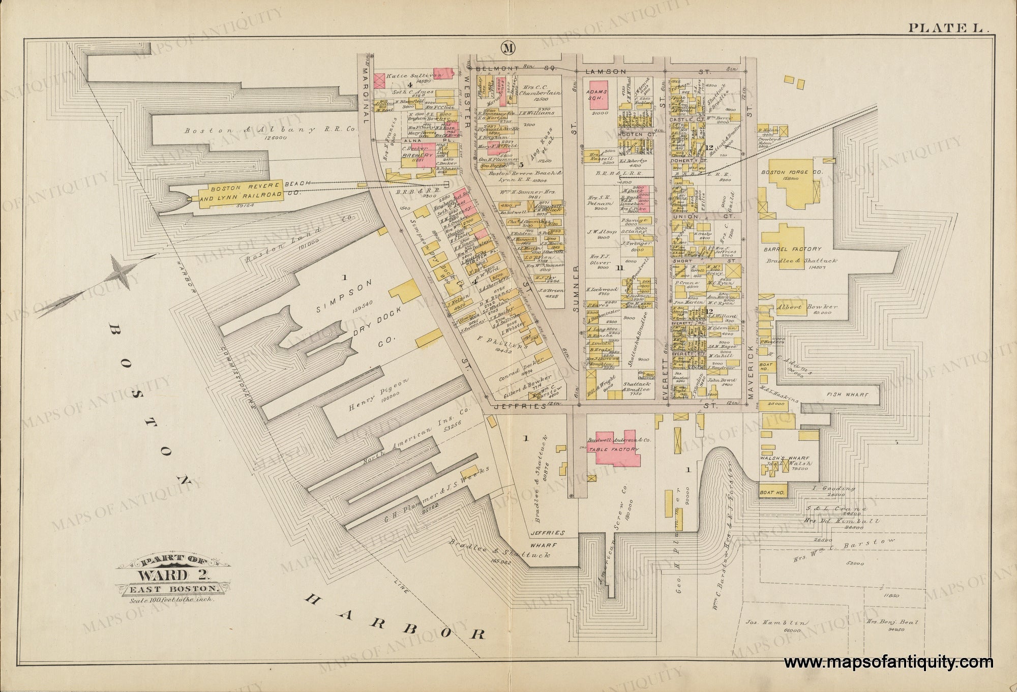 Plate L, Part of Ward 2, East Boston - Reproduction – Maps of Antiquity