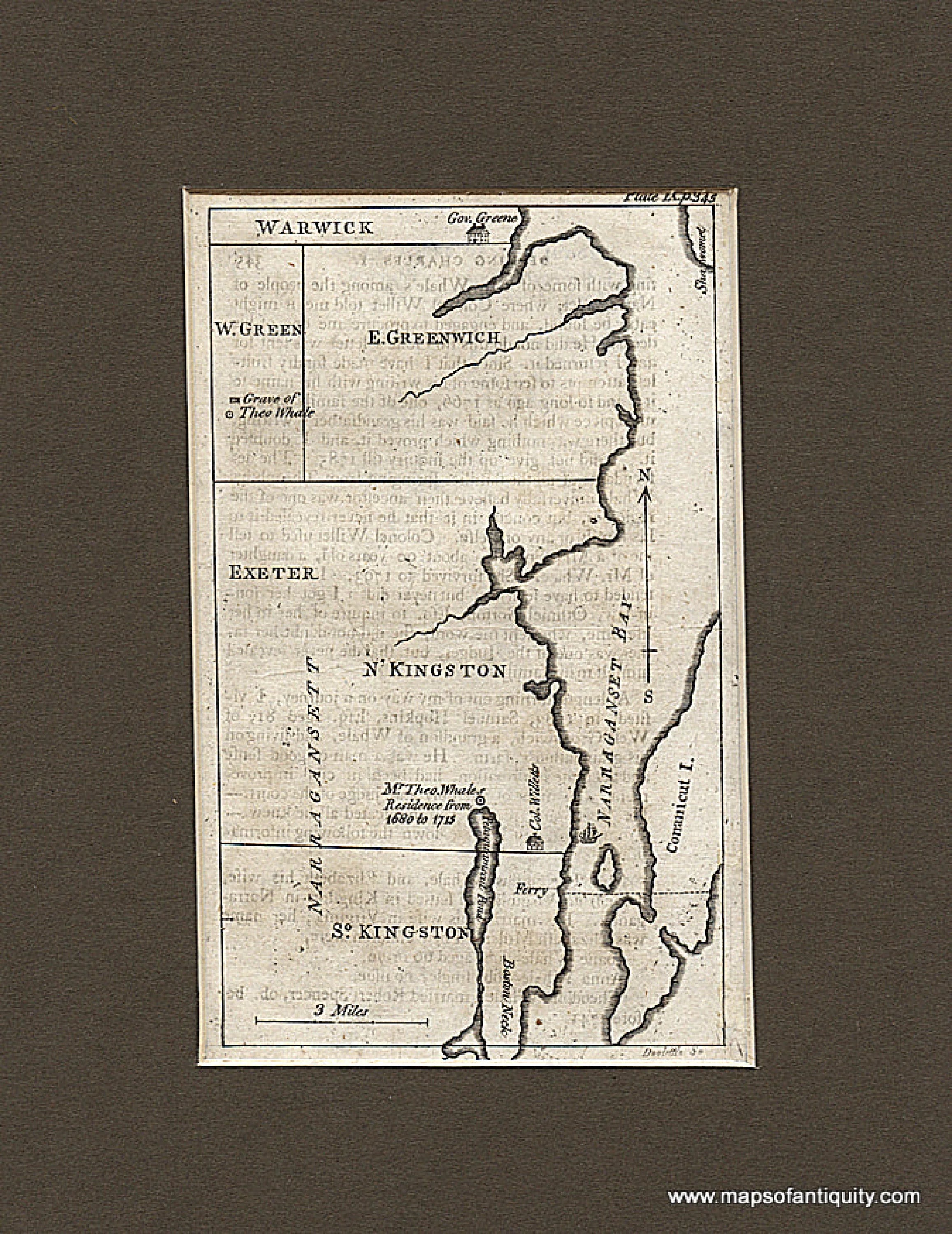 1794 - Rhode Island, Kingston area - Antique Map – Maps of Antiquity