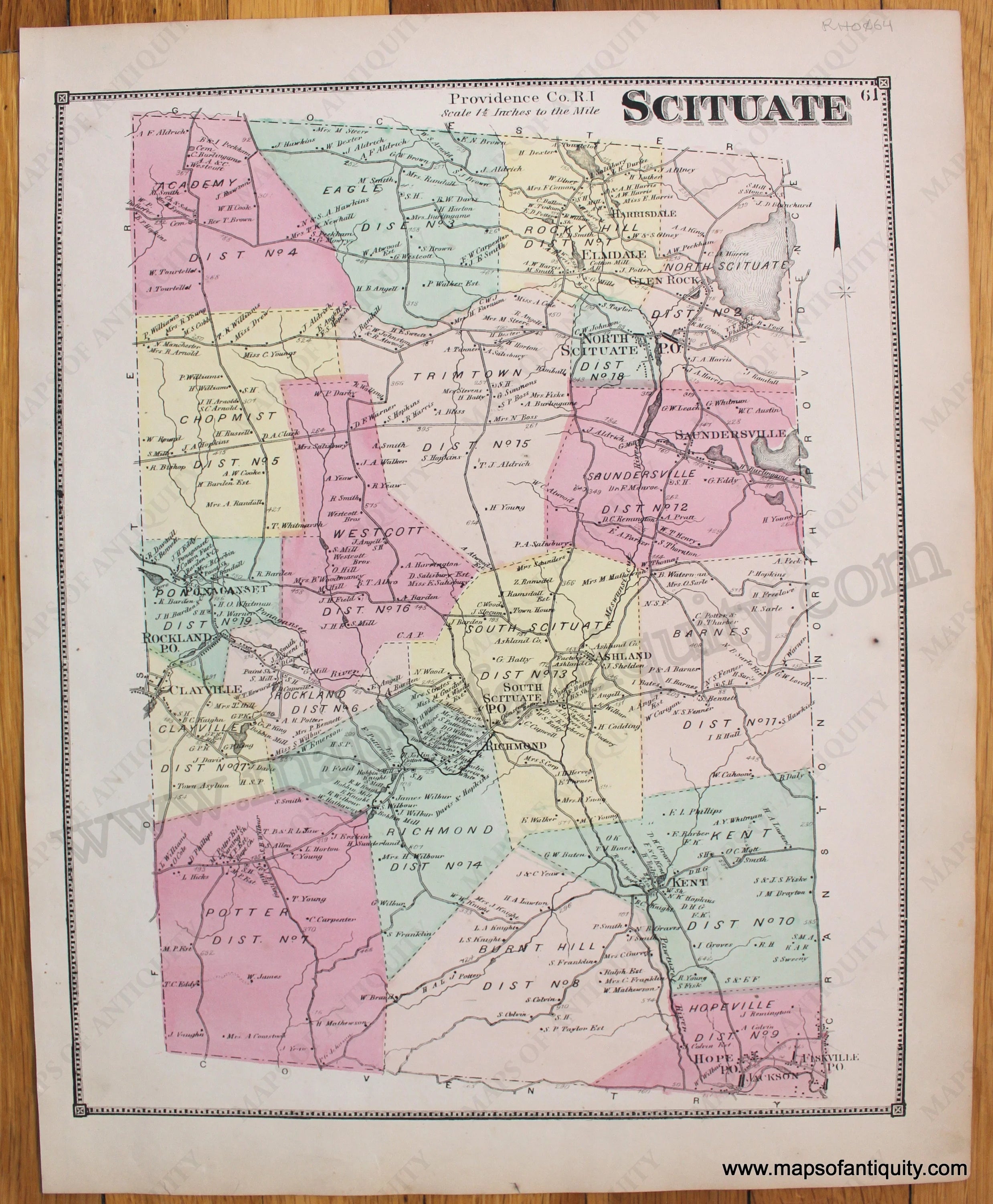 1870 - Scituate, Rhode Island - Antique Map – Maps of Antiquity