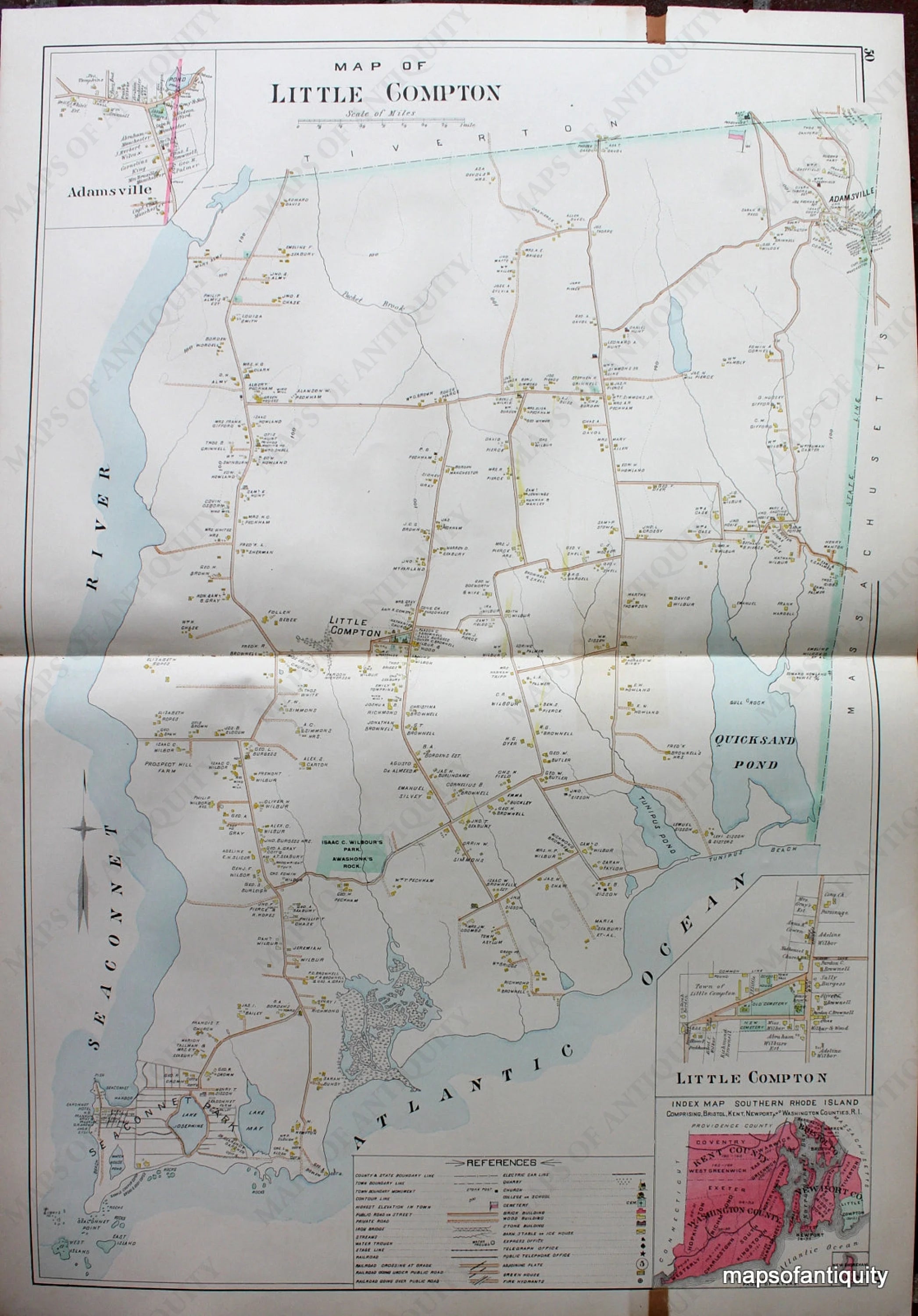 1895 - Little Compton ***SOLD*** - Antique Map – Maps of Antiquity