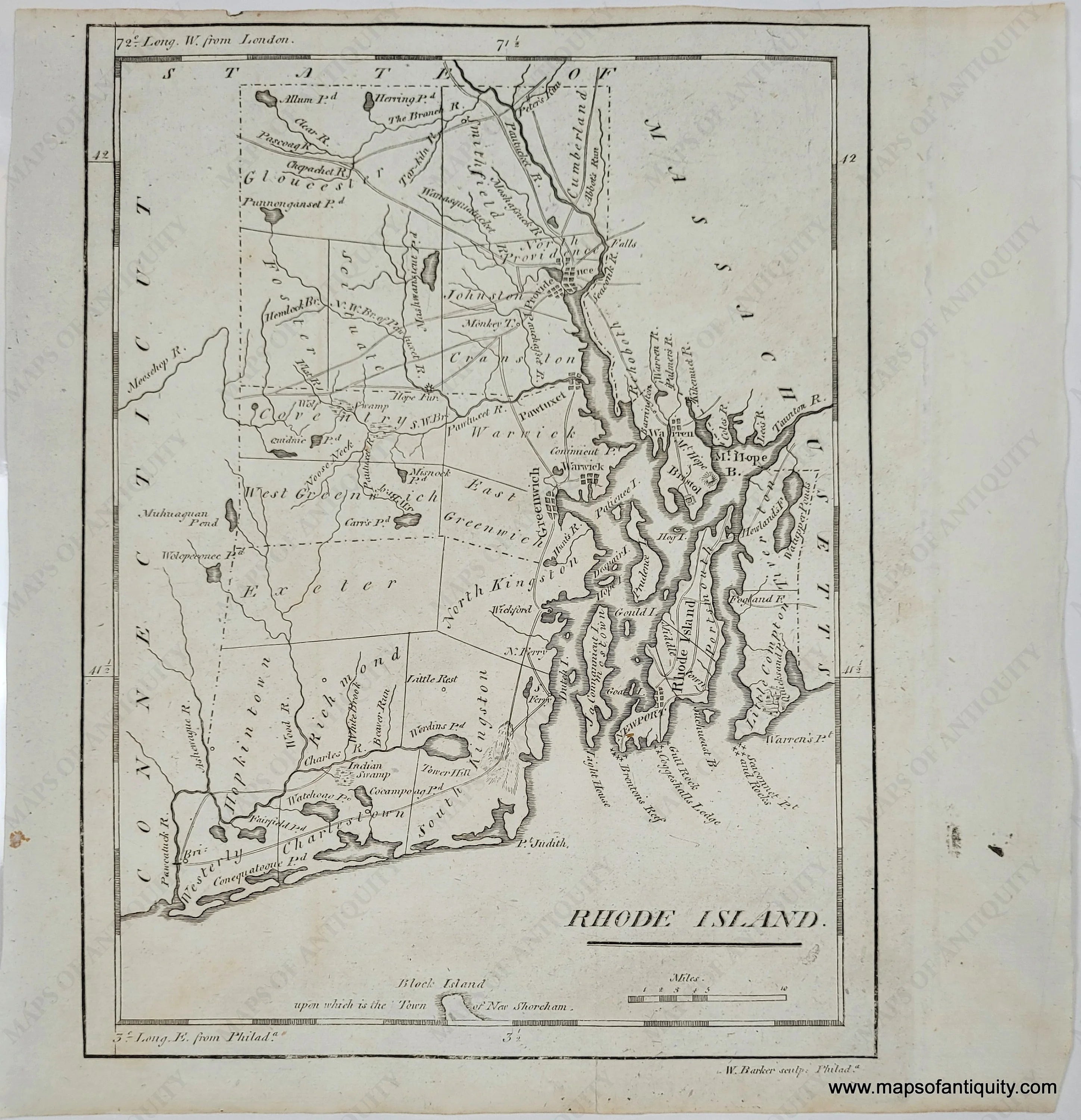 1804 Genuine Antique Map Rhode Island – Maps of Antiquity