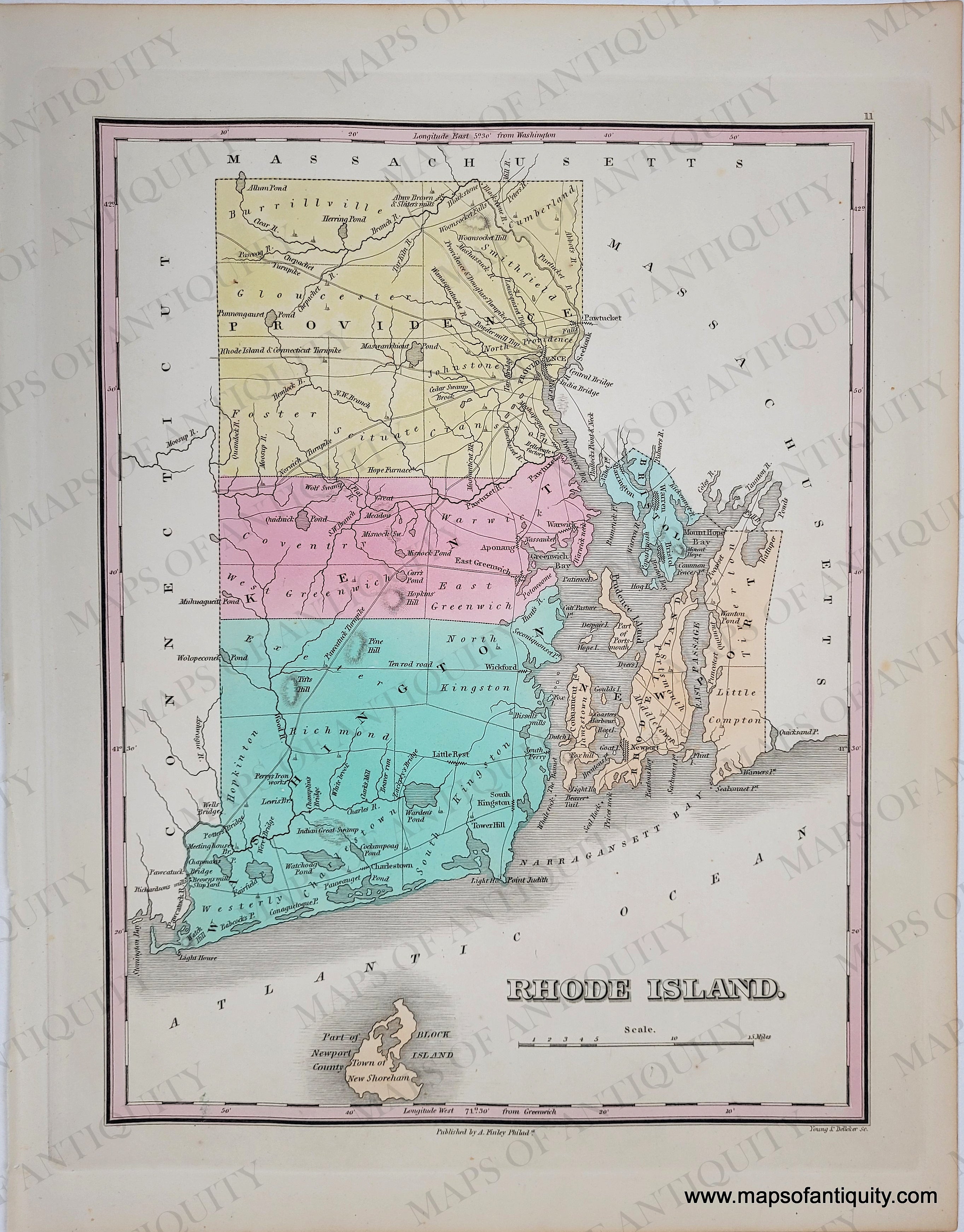 1829 - Rhode Island. - Antique Map – Maps of Antiquity