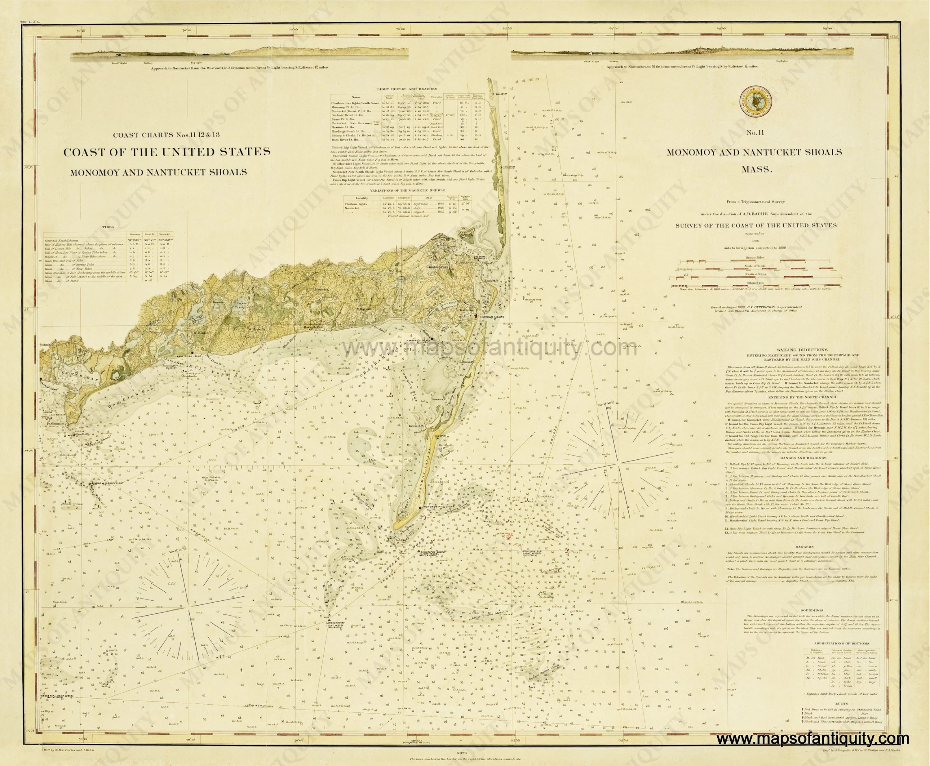 Chatham and Monomoy Sailing Chart - Reproduction – Maps of Antiquity