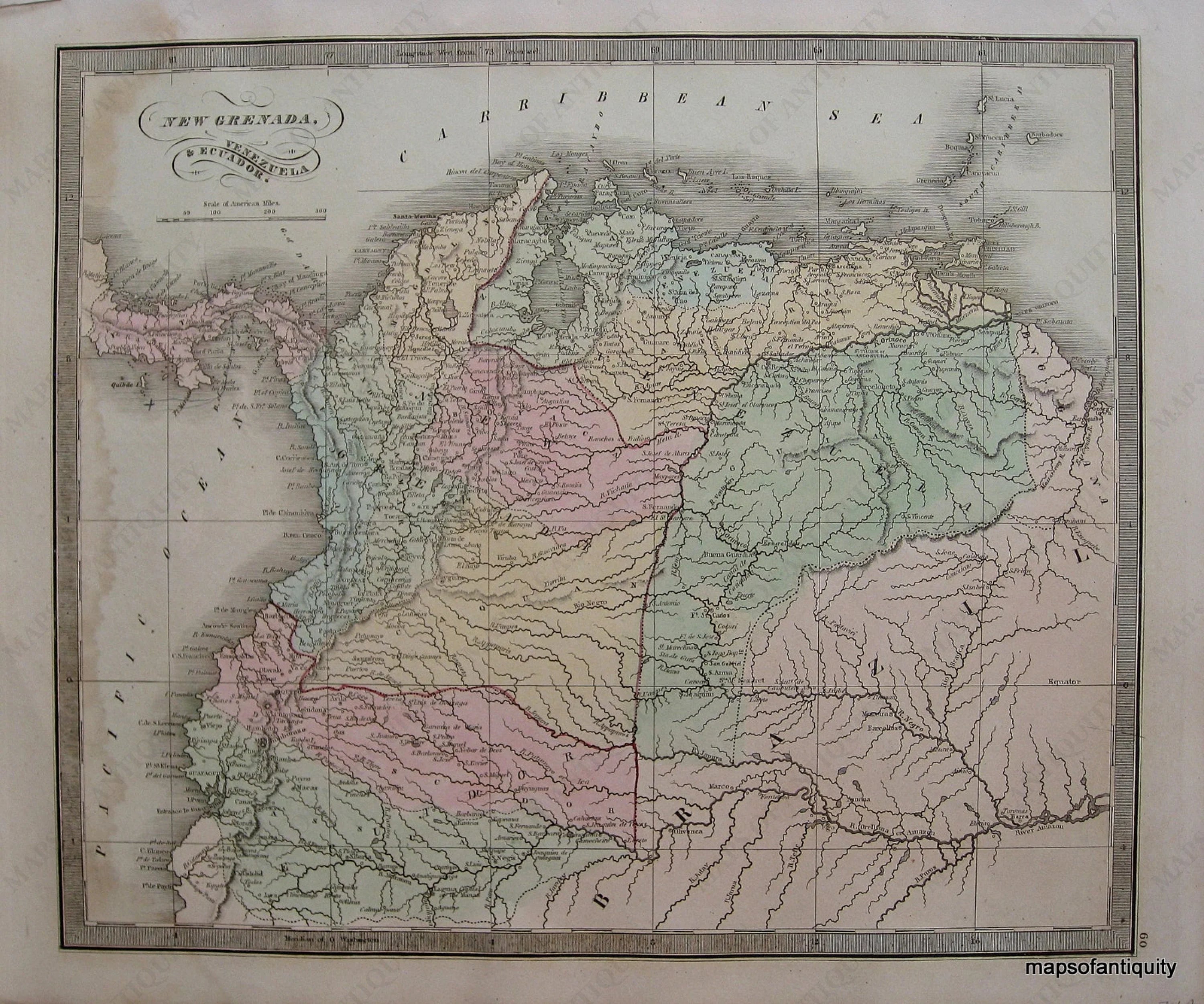 1848 - New Grenada, Venezuela & Ecuador. - Antique Map – Maps of Antiquity