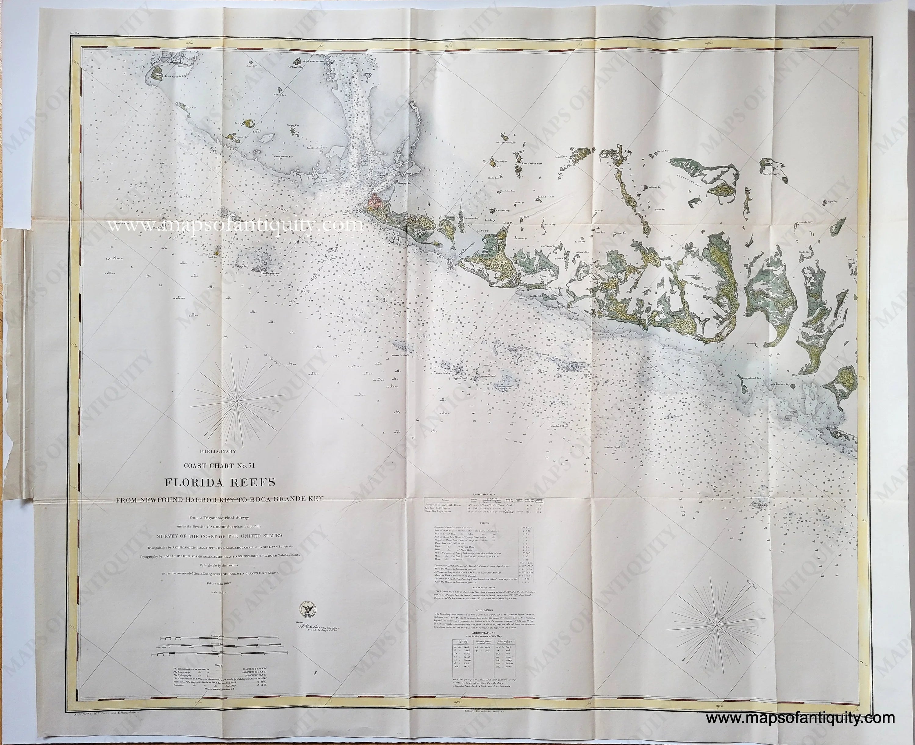 1862 - Preliminary Coast Chart No. 71 Florida Reefs From Newfound Harb ...