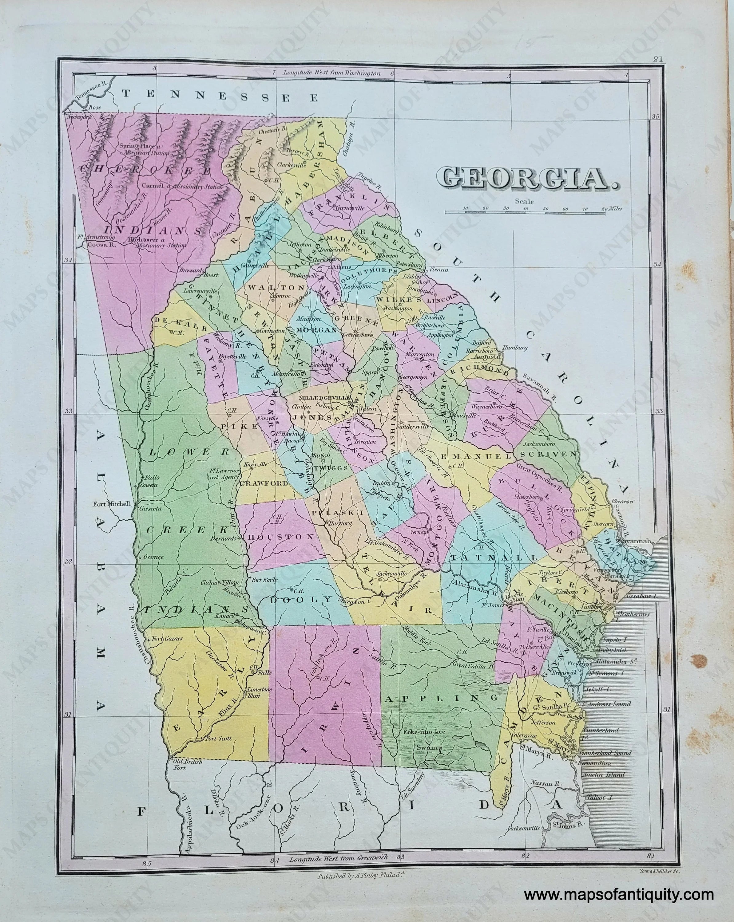 1824 - Georgia. - Antique Map – Maps of Antiquity