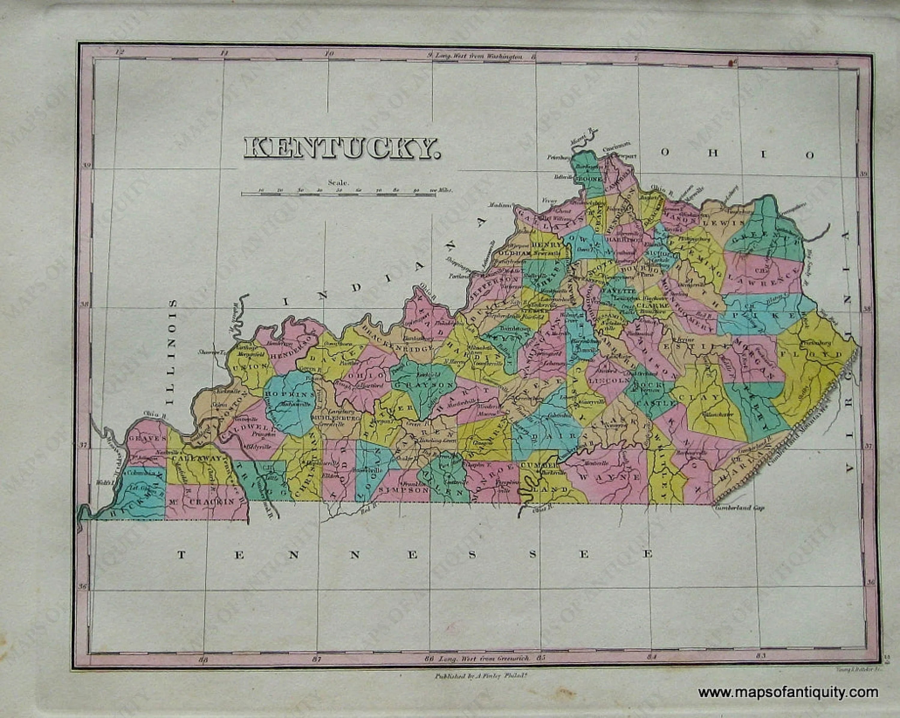 1827 - Kentucky. - Antique Map – Maps of Antiquity