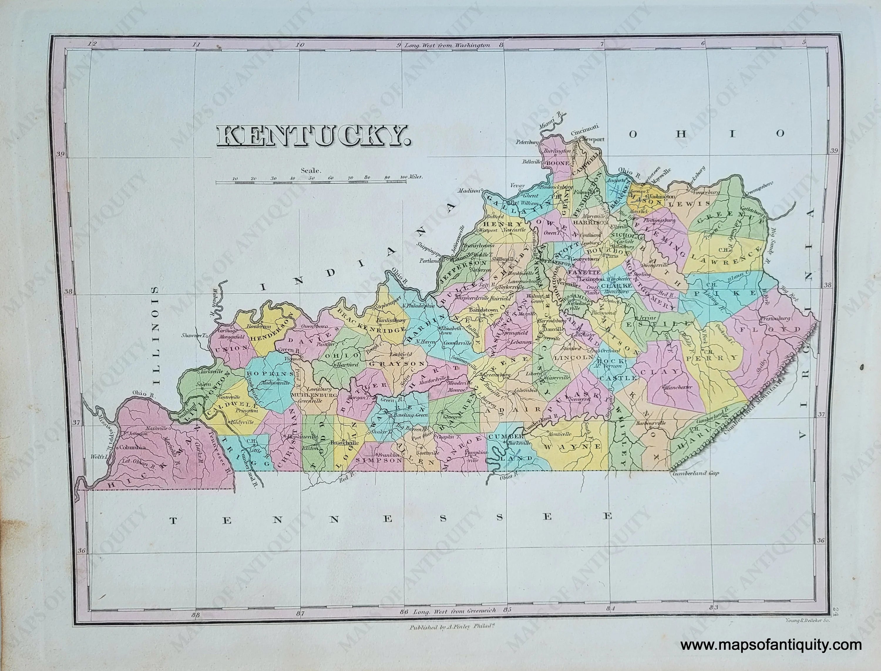 1824 - Kentucky. - Antique Map – Maps of Antiquity