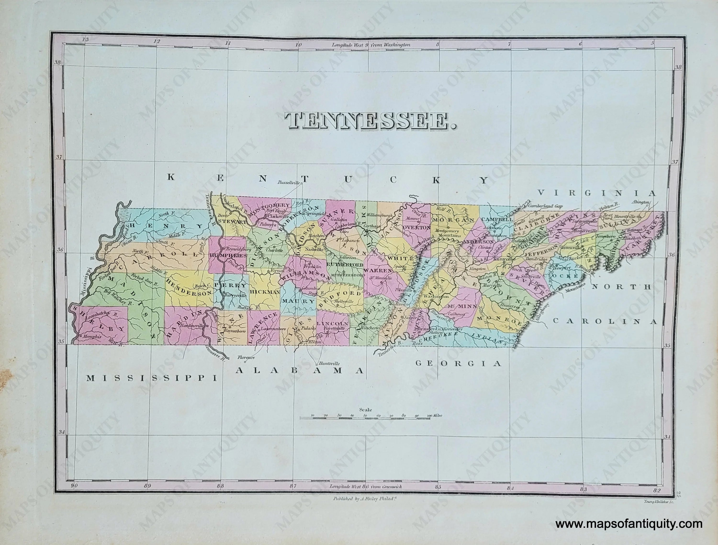 1824 - Tennessee. - Antique Map – Maps of Antiquity